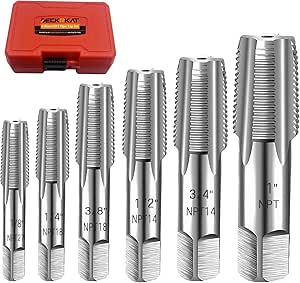 6-Piece NPT Pipe Tap Set, Precision Carbon Steel NPT Tap Set for Clean ...