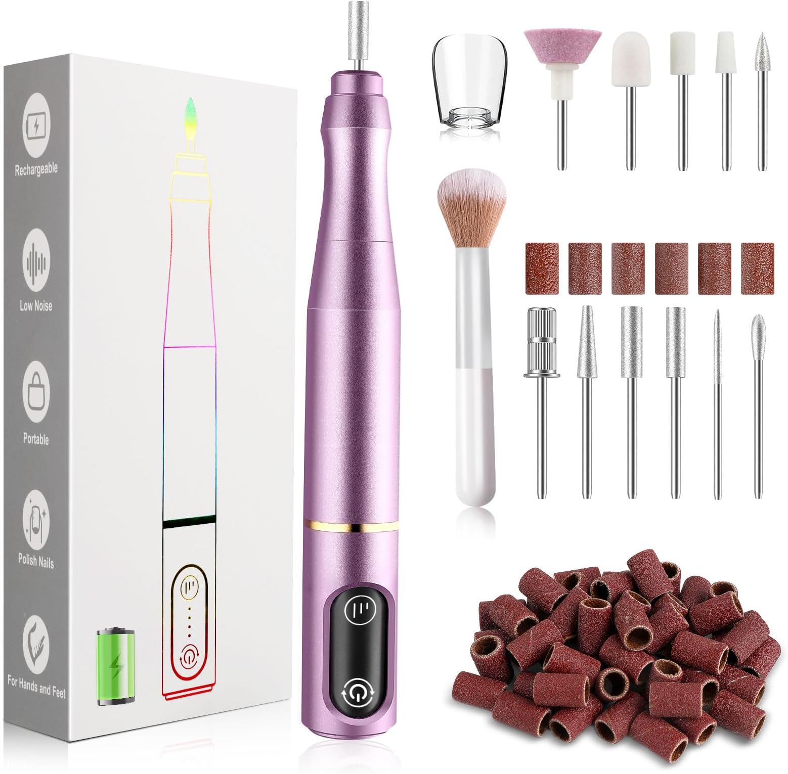Amazon.com: Pinkiou Portable Electric Nail Drill Set Pen Sander Polish ...