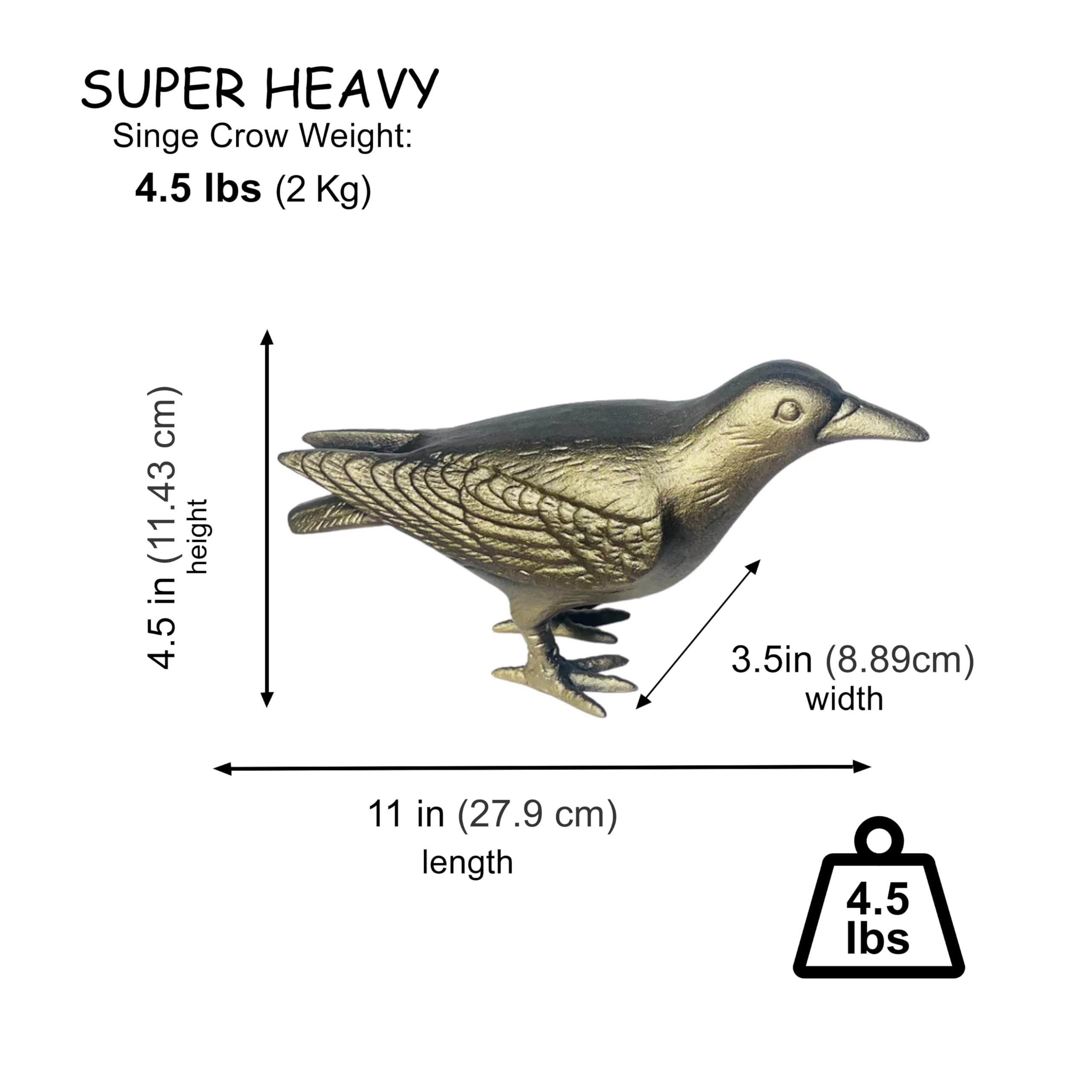 Snapklik.com : NACH Crow Decor, 4.5 X 11 X 3.5 Inch, Cast Iron Antique ...