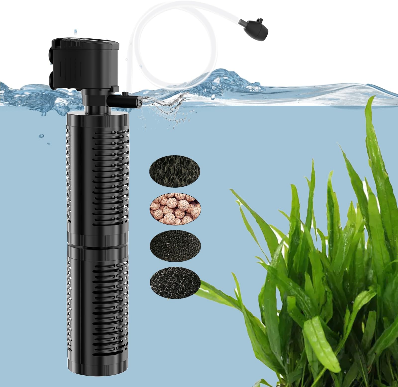 Amazon.com : AquaMiracle Aquarium Filter 4-Stage Fish Tank Filter in ...