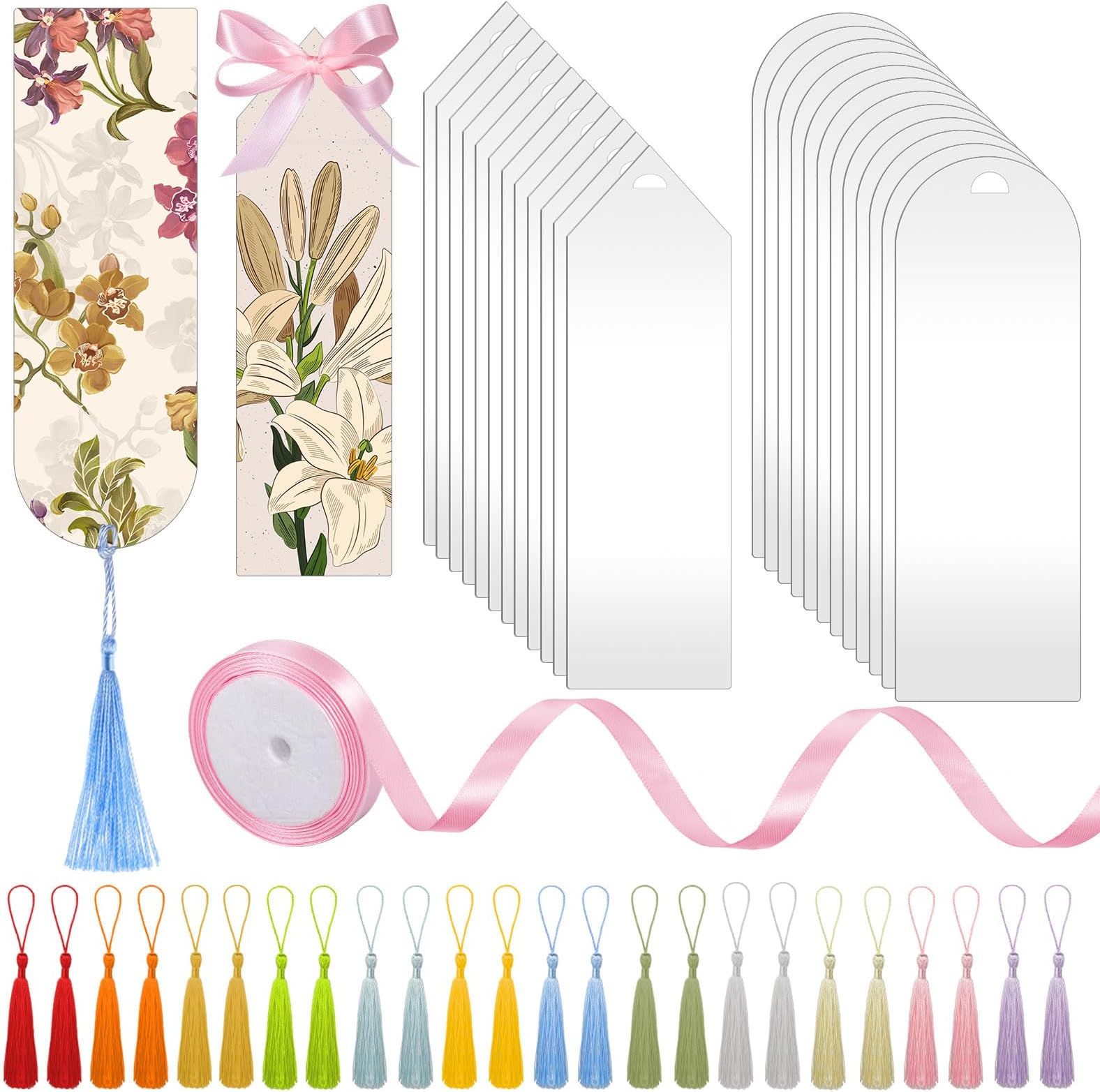 Amazon.com: QVMKWL 90 Pcs Blanks Acrylic Bookmark Kit,30Pcs Clear ...