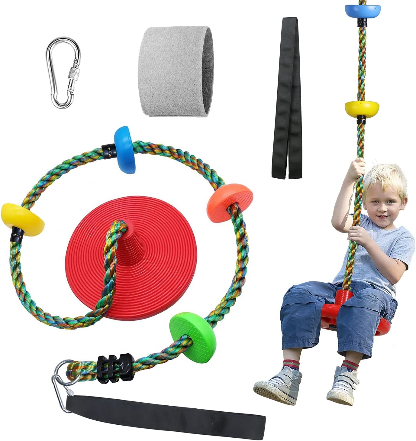 Amazon.com: BUBBLEBAY 6.56ft Climbing Rope Swing with Treads Climbing ...