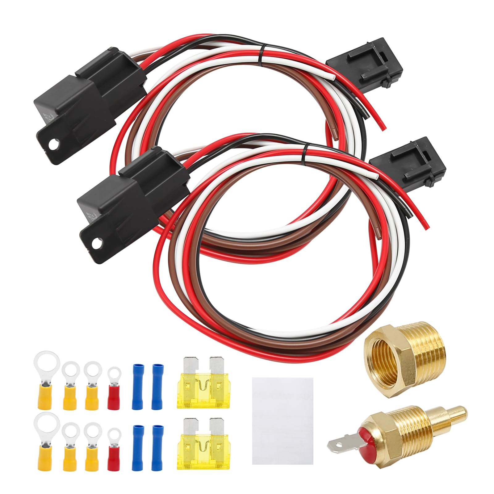 Amazon.com: Dual Electric Cooling Fan Wire Harness Kit 185 On 175 Off ...