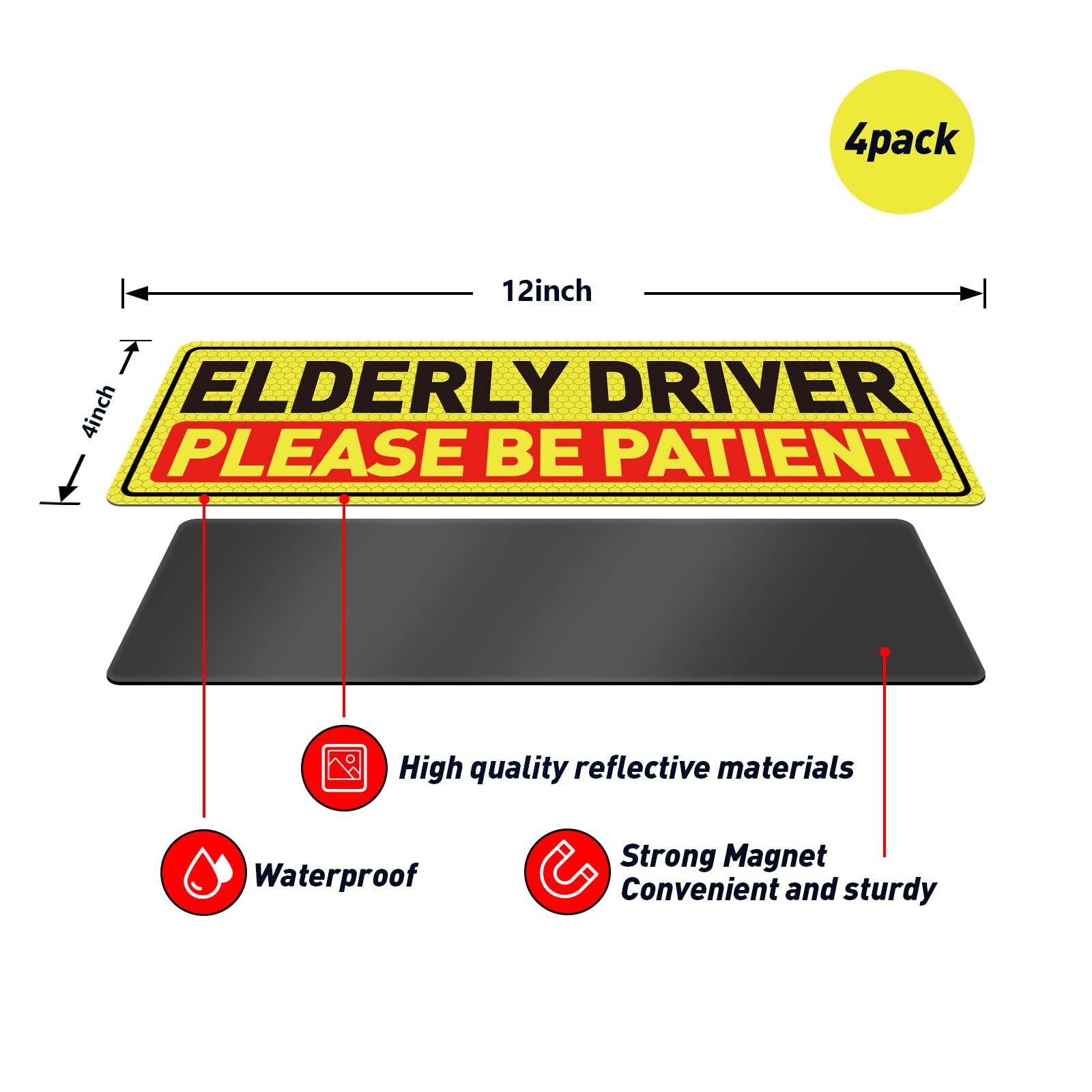 Snapklik.com : Elderly Driver Car Magnet 12 4 Inches Reflective Please ...