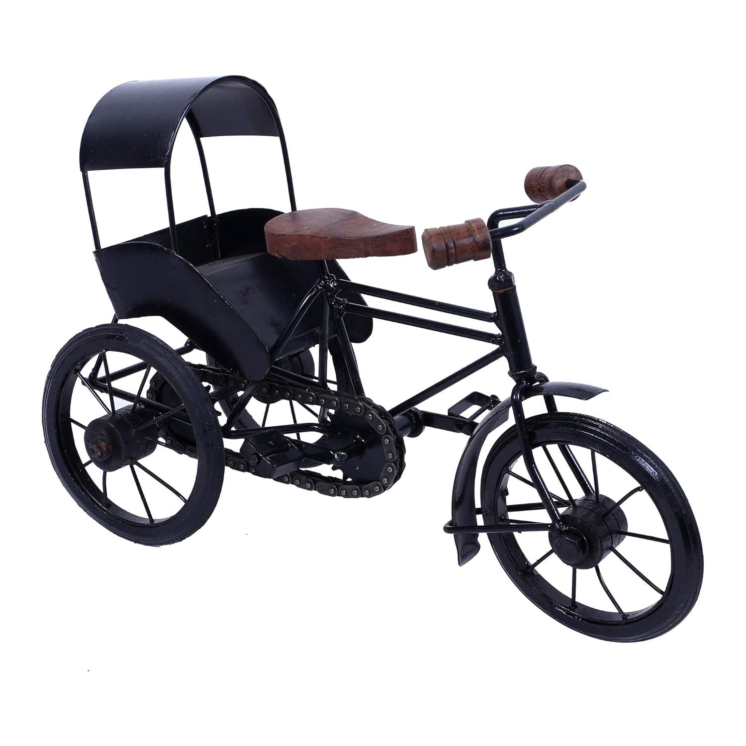 Fashion Art Handicraft Wooden Wrought Iron Cycle Rickshaw Showpiece ...