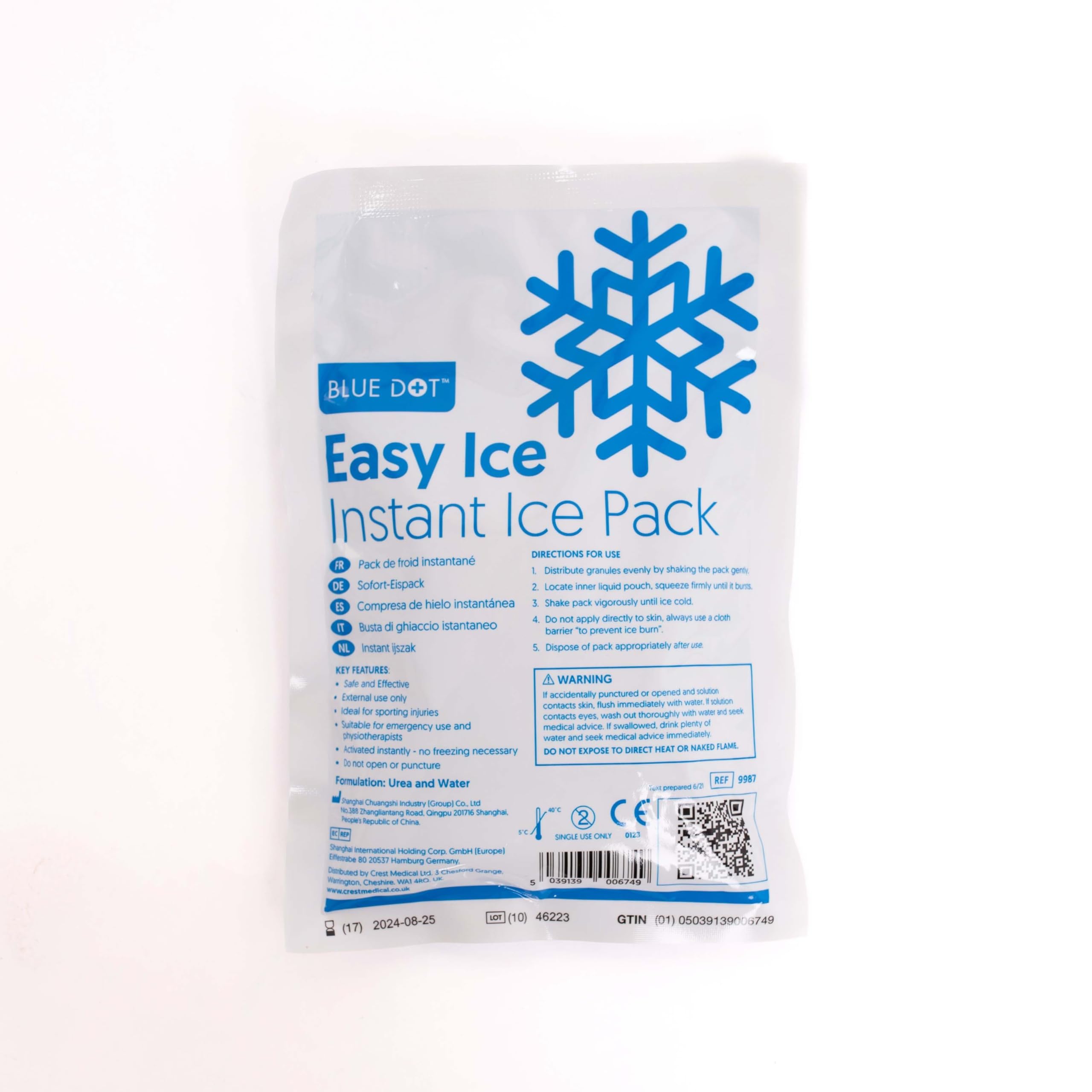 Blue Dot Easy Ice Multi-Language Disposable Instant Ice Pack, Small ...