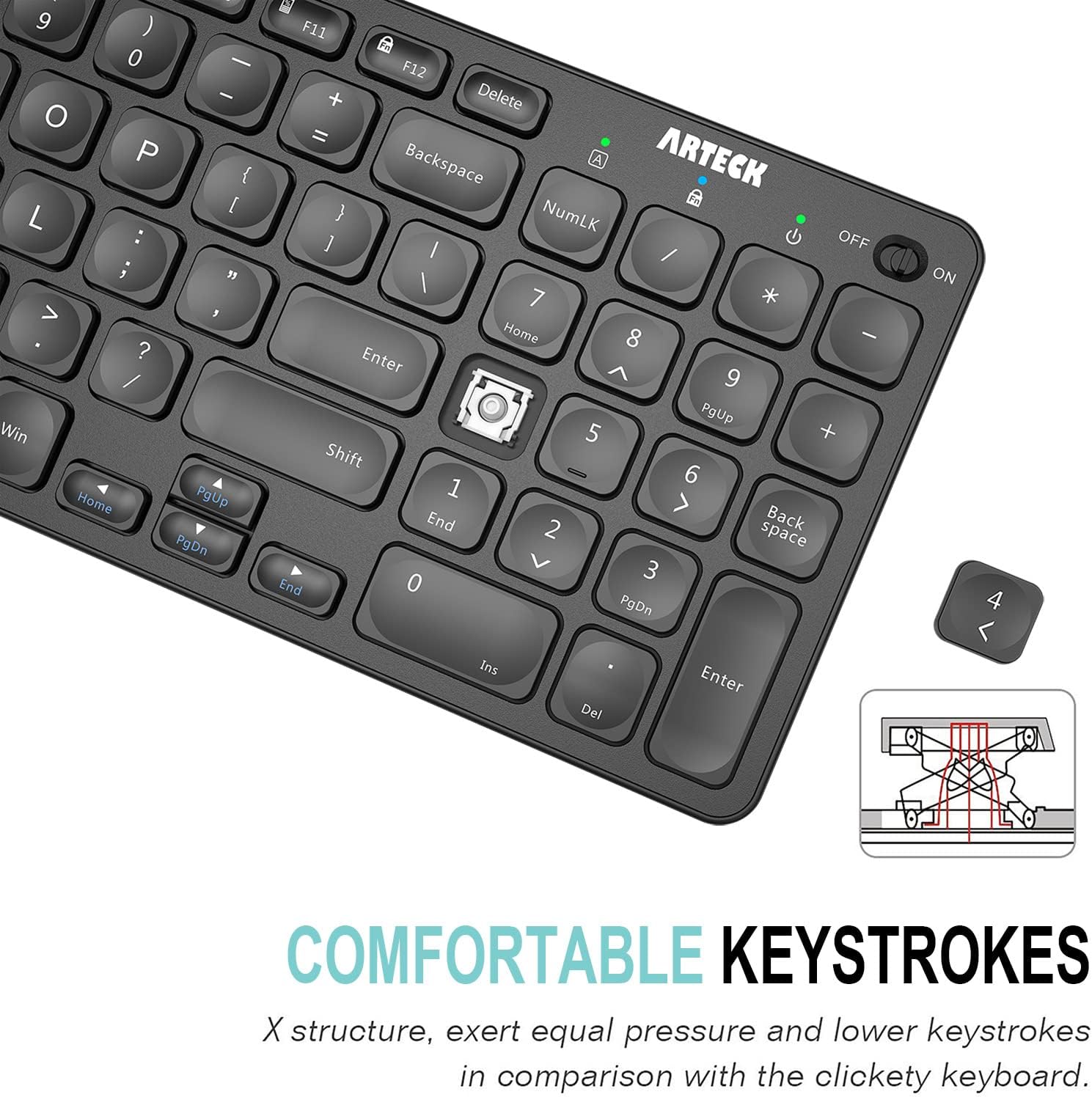 Buy Arteck 2.4G Wireless Keyboard Ultra Slim Full Size Keyboard with ...