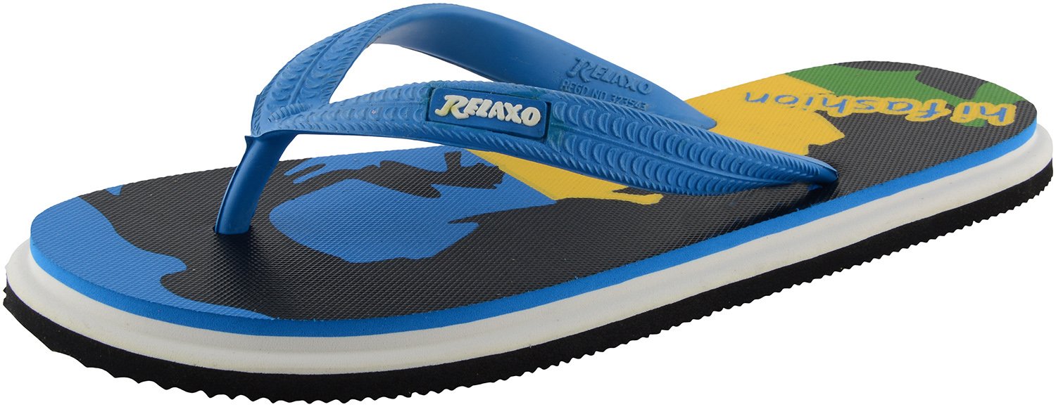 Buy Relaxo Men's Blue/Black PU Flip-Flops and House Slippers (HF-17 ...