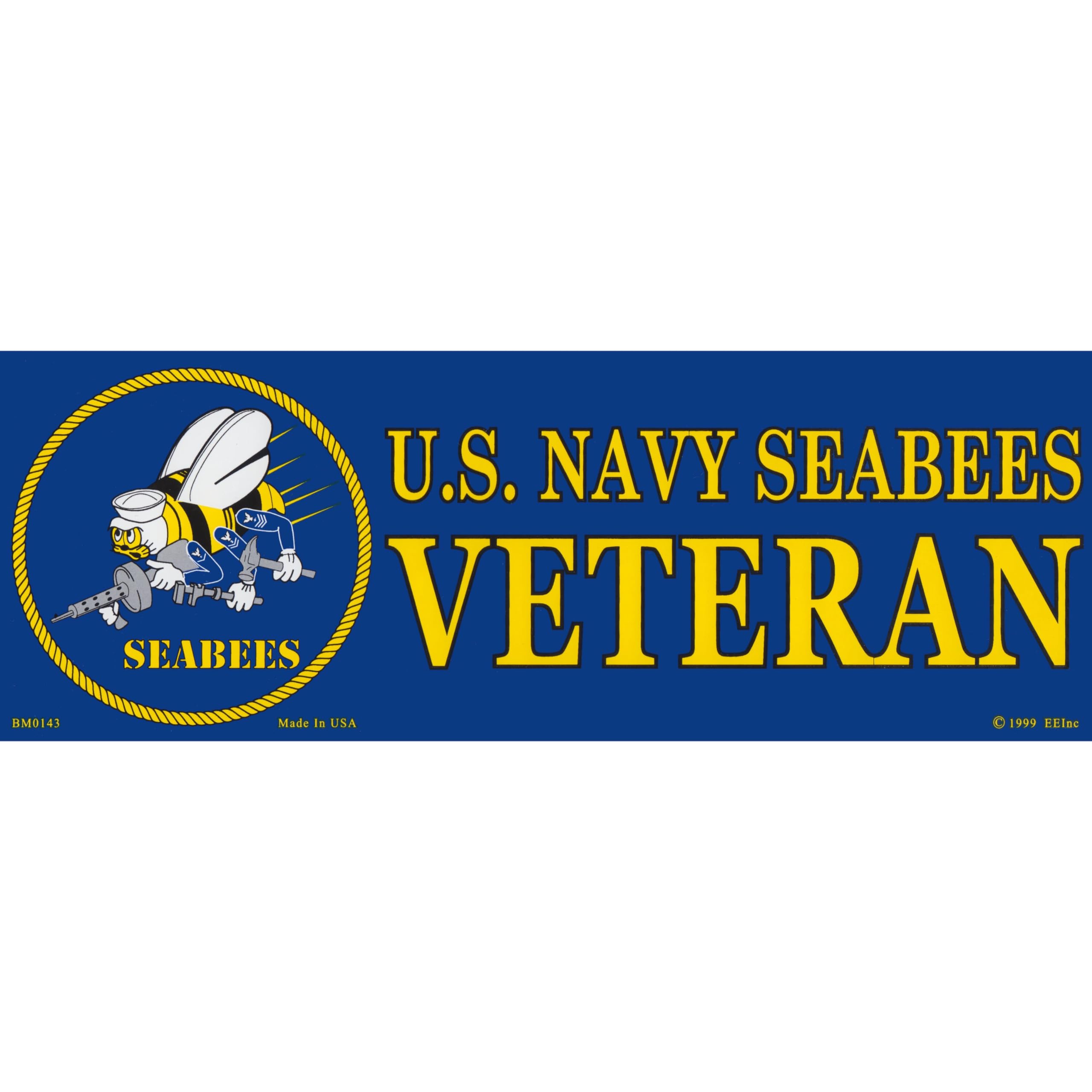 Amazon.com: U.S. Navy Seabees Veteran Bumper Sticker 3"X6-1/2" : Sports ...