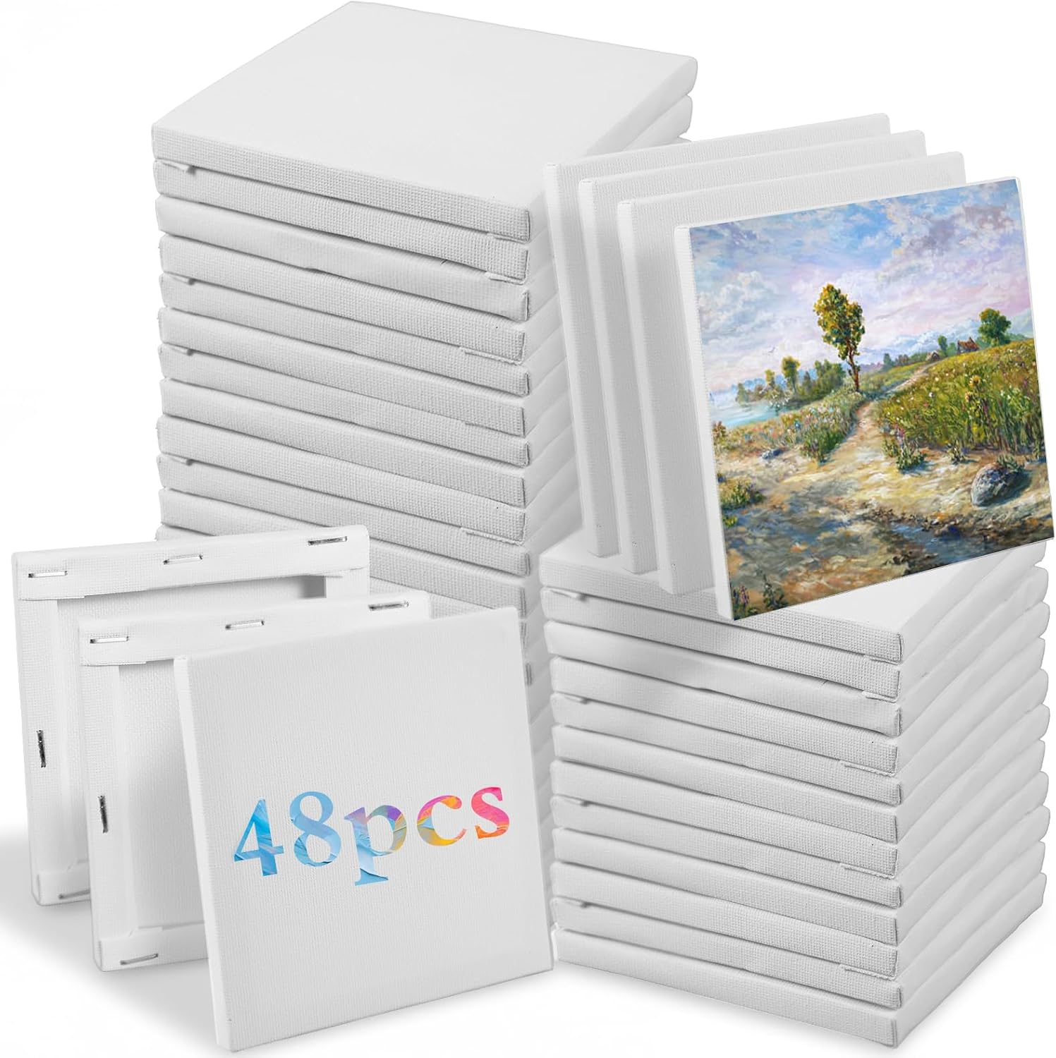 Amazon.com: 48 Pcs Mini Canvases for Painting, 4x4 Inch White Primed ...