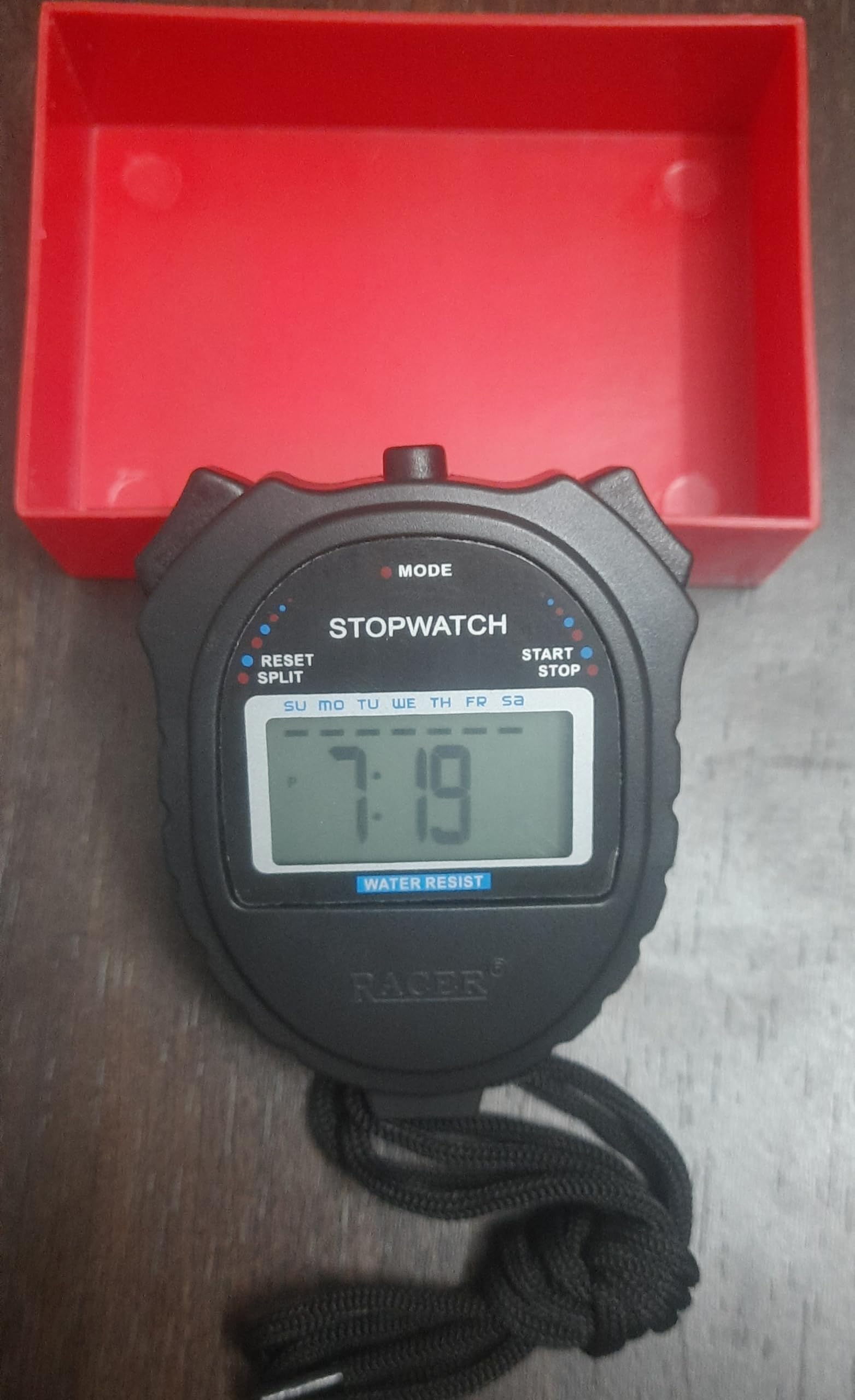 Racer Stopwatch 1/100 SEC. (with Calendar Display: Day, Date, Month ...