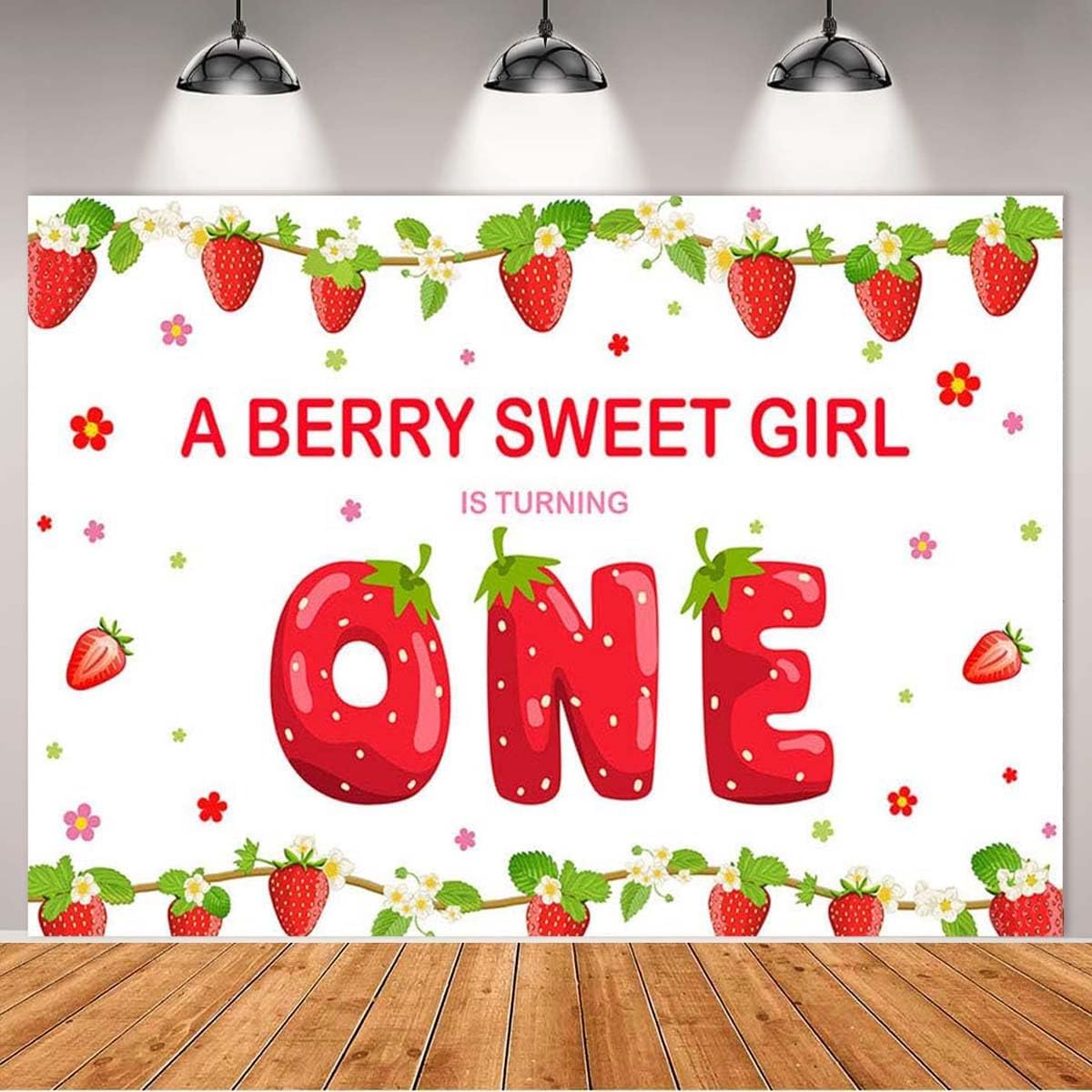 Amazon.com : Strawberry 1st Birthday Backdrop for Girl Sweet Berry ...