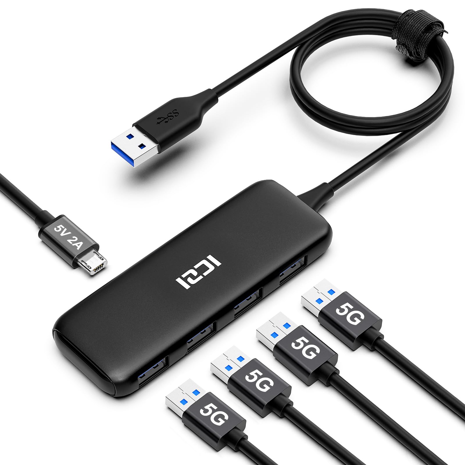 Amazon.com: USB 3.0 Hub, ICZI 5-Port USB Hub 3.0 Ultra-Slim Data USB ...