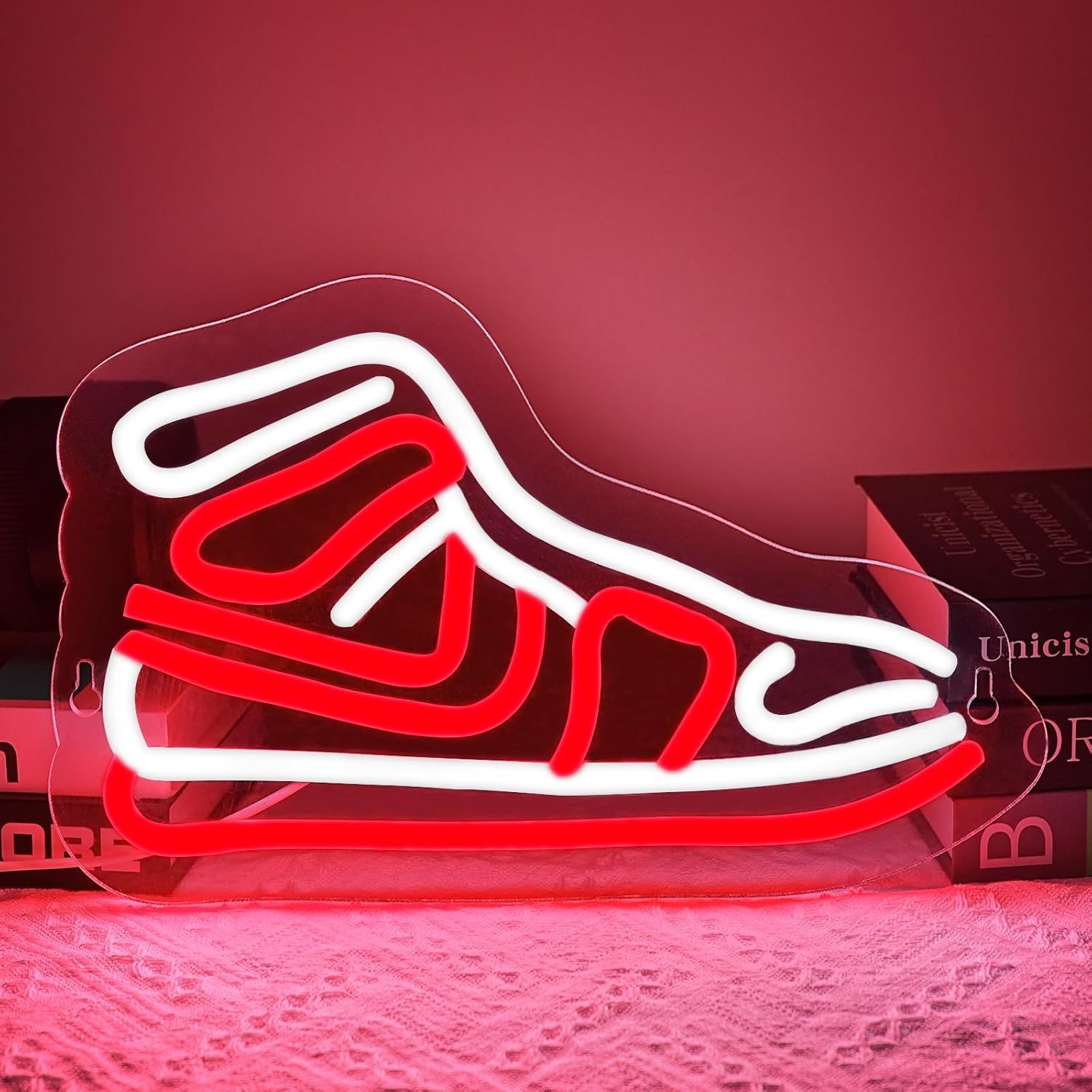 Sneaker Neon Sign - Red and White Shoe LED Neon light for Home Party ...