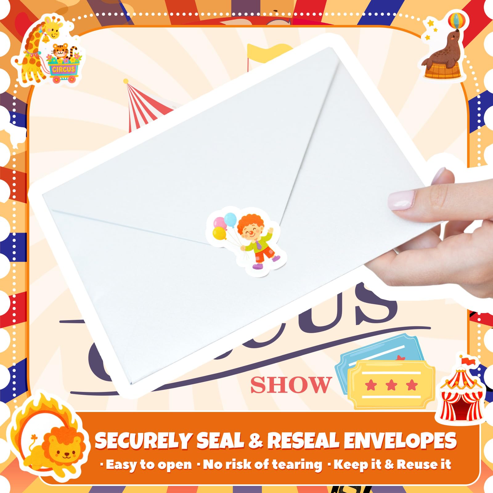 Snapklik.com : Qeeenar 1 Roll Carnival Circus Stickers Decal Reward ...