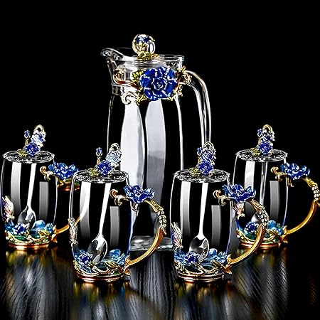 Amazon.com | Pretty Glass Tea Sets for Women, Small Coffee Espresso ...