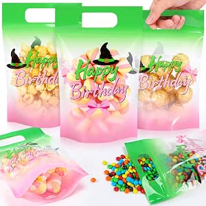 Amazon.com: Sweetude 50 Pcs Pink and Green Gift Bags Double-sided Print ...