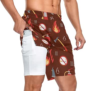 GuoChe Firefighter Fire Extinguisher No Smoking Sign Sweat Shorts Mens ...