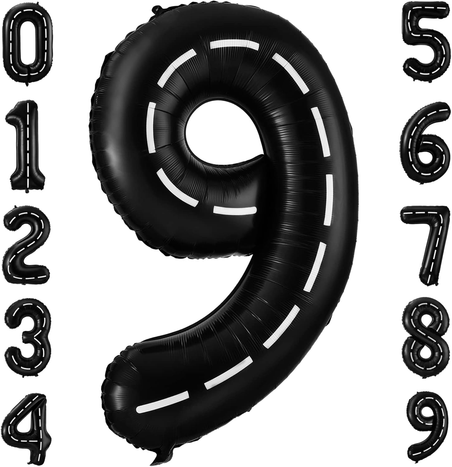 Amazon.com: 9 Number Race Car Balloons - 40 Inch Black Birthday Party ...