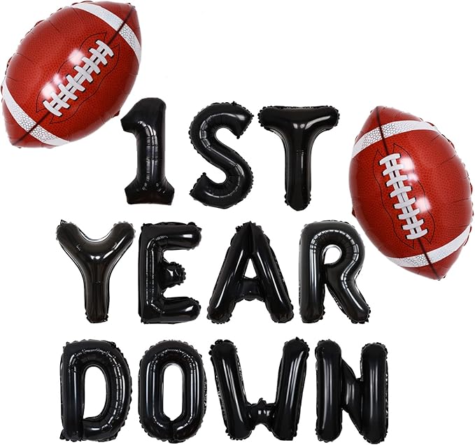 Amazon.com: 1st Year Down Birthday Decorations - Football 1st Year Down ...