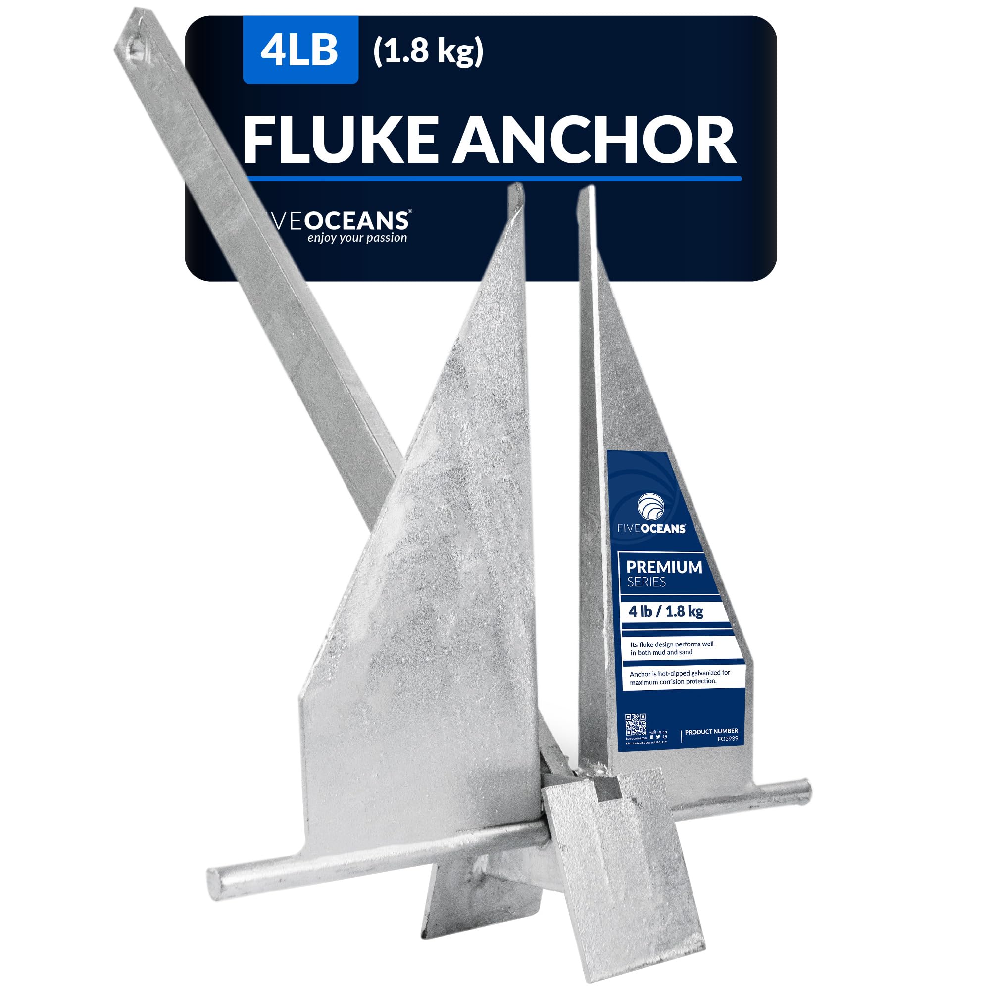 Snapklik.com : Boat Anchor - Fluke Anchor, 4 Lb, Galvanized Steel Boat ...