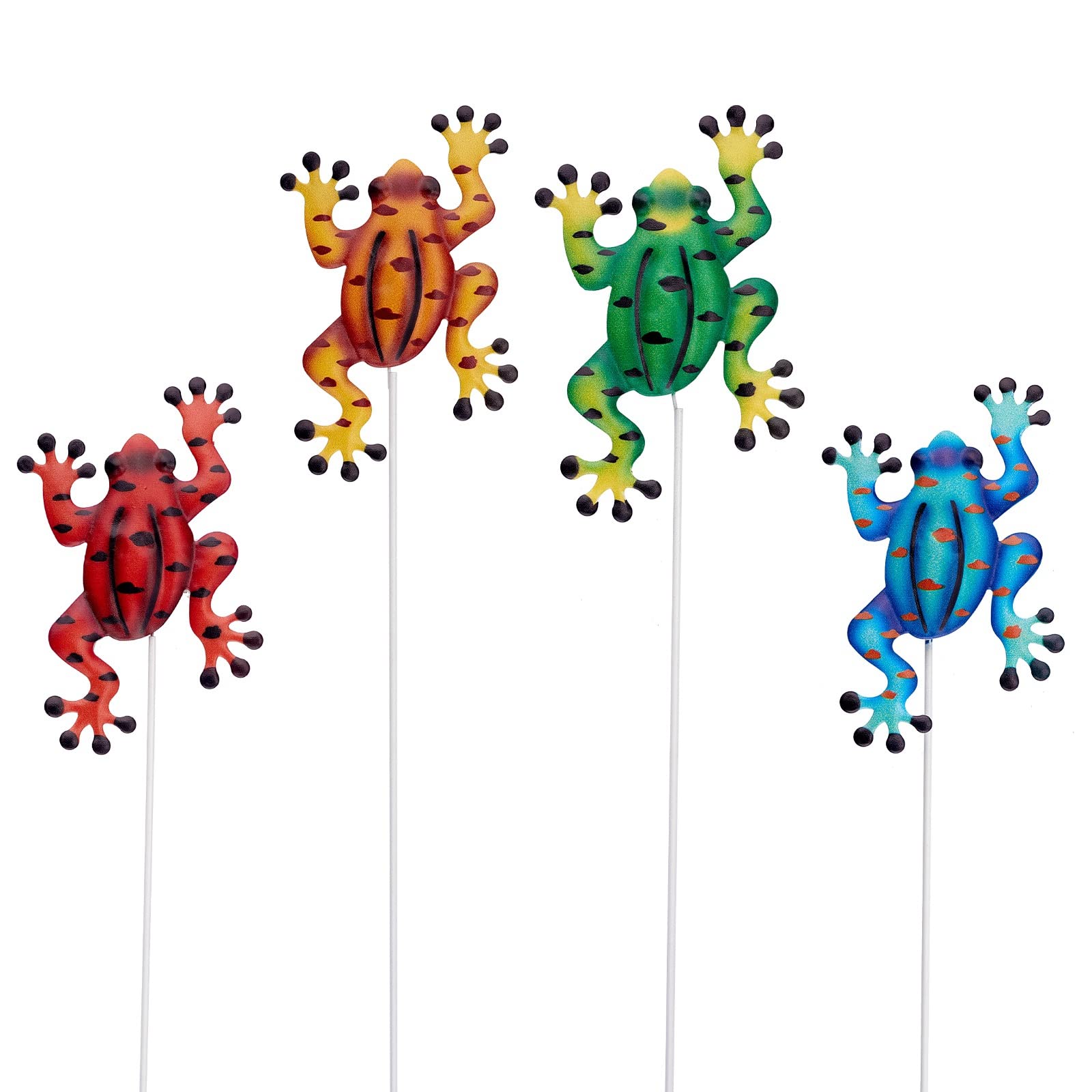 Amazon.com: WEWAYSMILE 4 Pieces Metal Frog Garden Decor14 Inch Frog Art ...