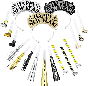 Amazon.com: Lenwen 18 Pcs Happy New Years Eve Party Supplies New Year ...