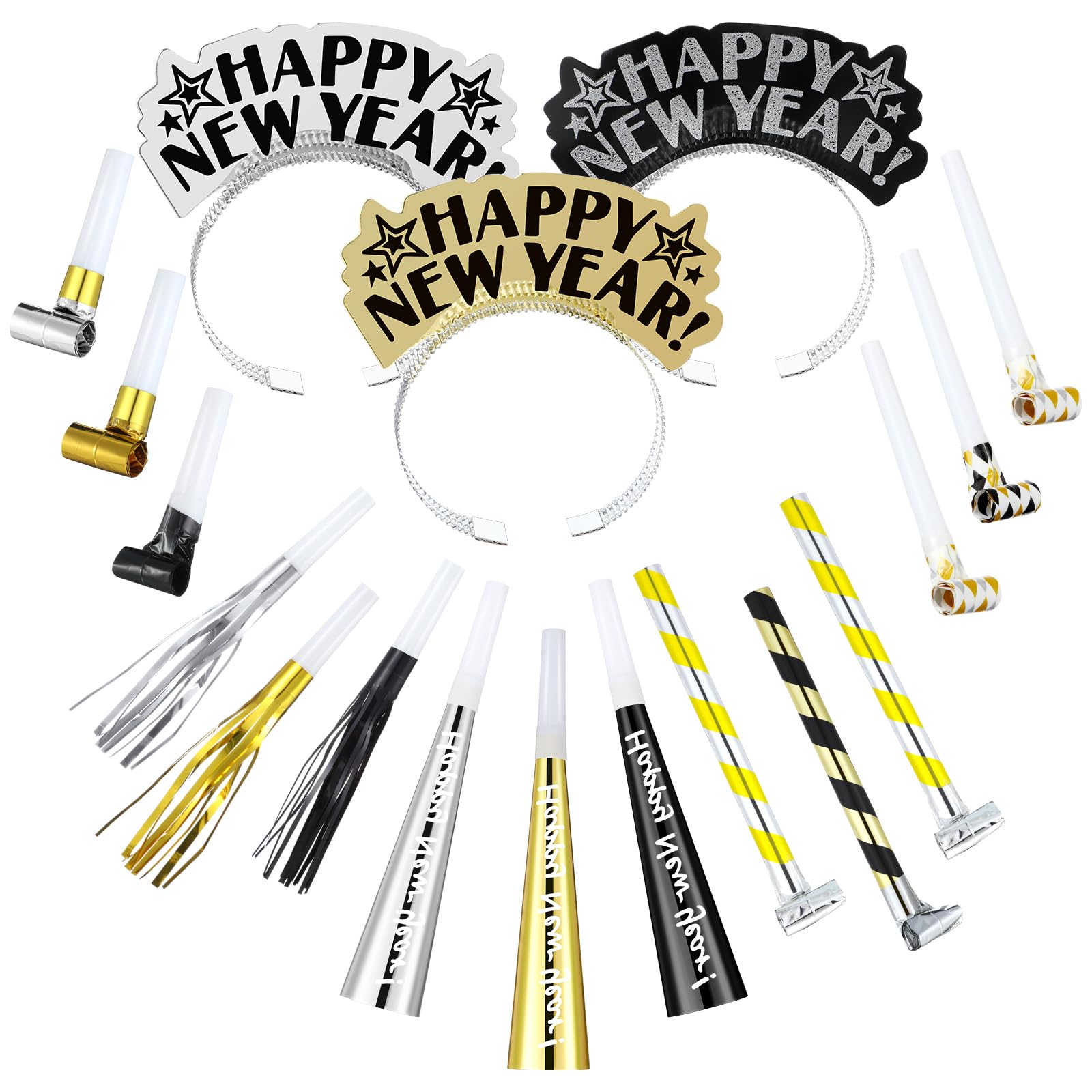 Amazon.com: Lenwen 18 Pcs Happy New Years Eve Party Supplies New Year ...