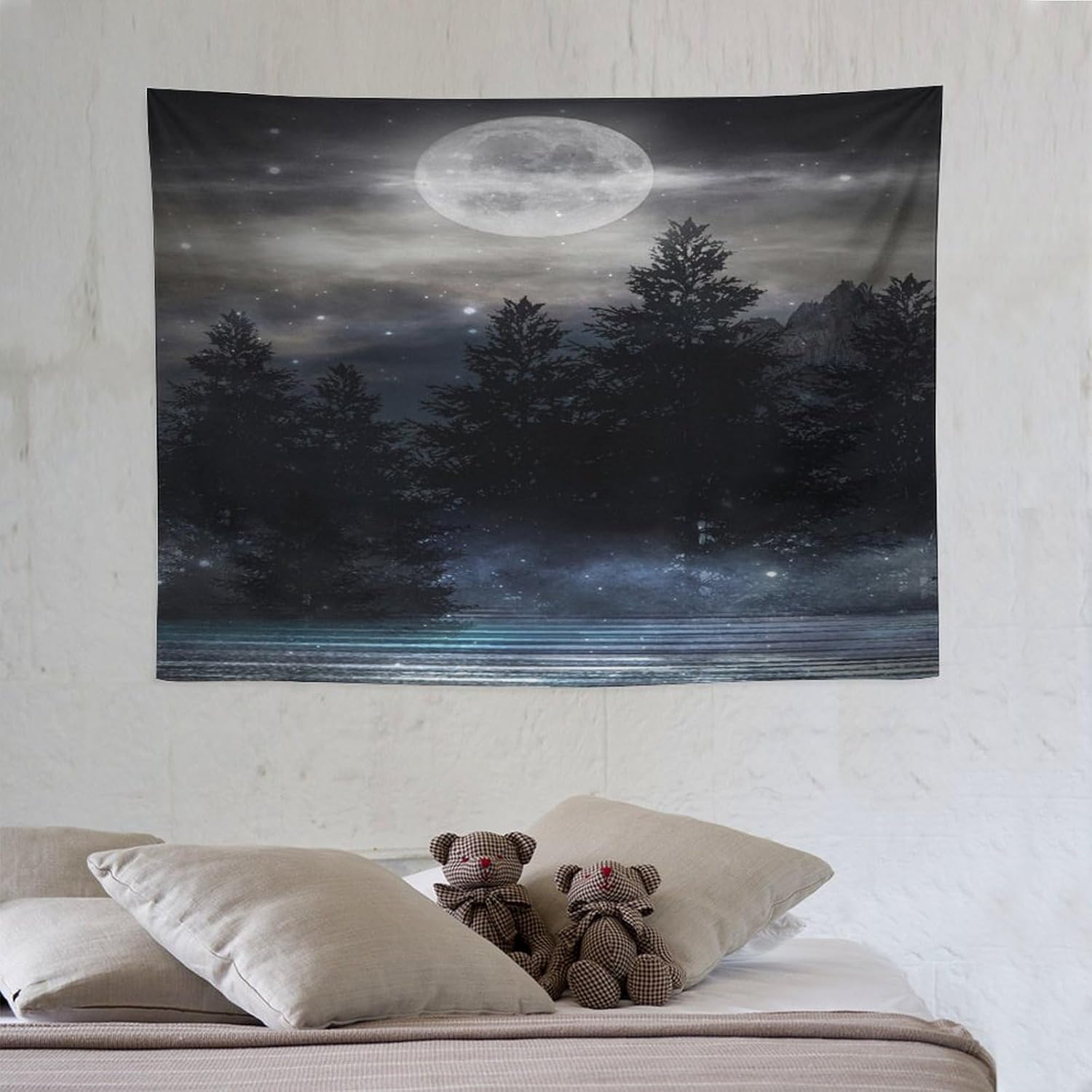 Amazon.com: ZhiRain Night Landscape Dark Forest Tapestry Wall Hanging ...