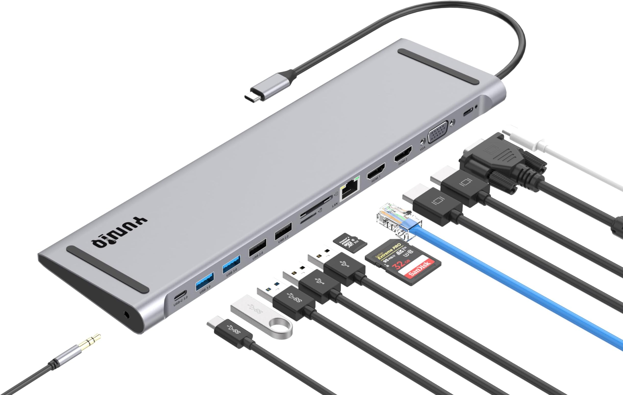 13-in-1 Triple Display USB C Docking Station with Dual 4K HDMI, VGA ...