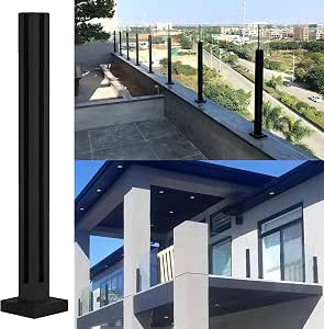Amazon.com: Glass Balustrade Post - 304 Stainless Steel Black Glass ...