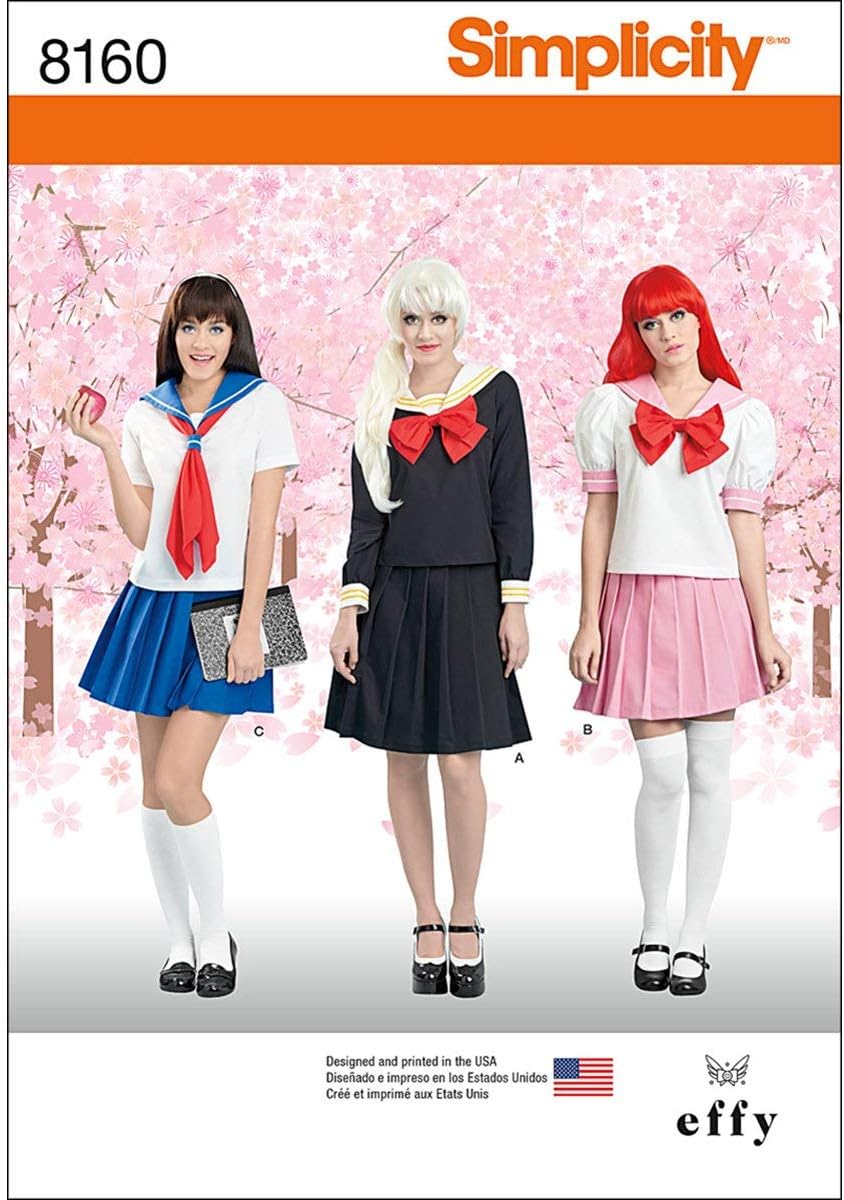 Amazon.com: Simplicity 8160 Anime School Girl Cosplay Sewing Pattern, 3 ...