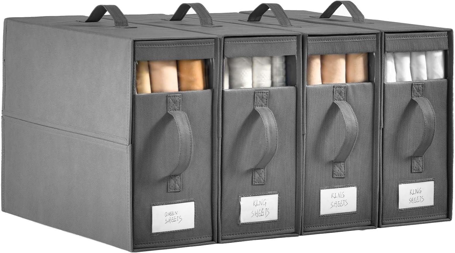 Amazon.com: Aokeyee Foldable Bed Sheet Organizers and Storage - 4 Pack ...