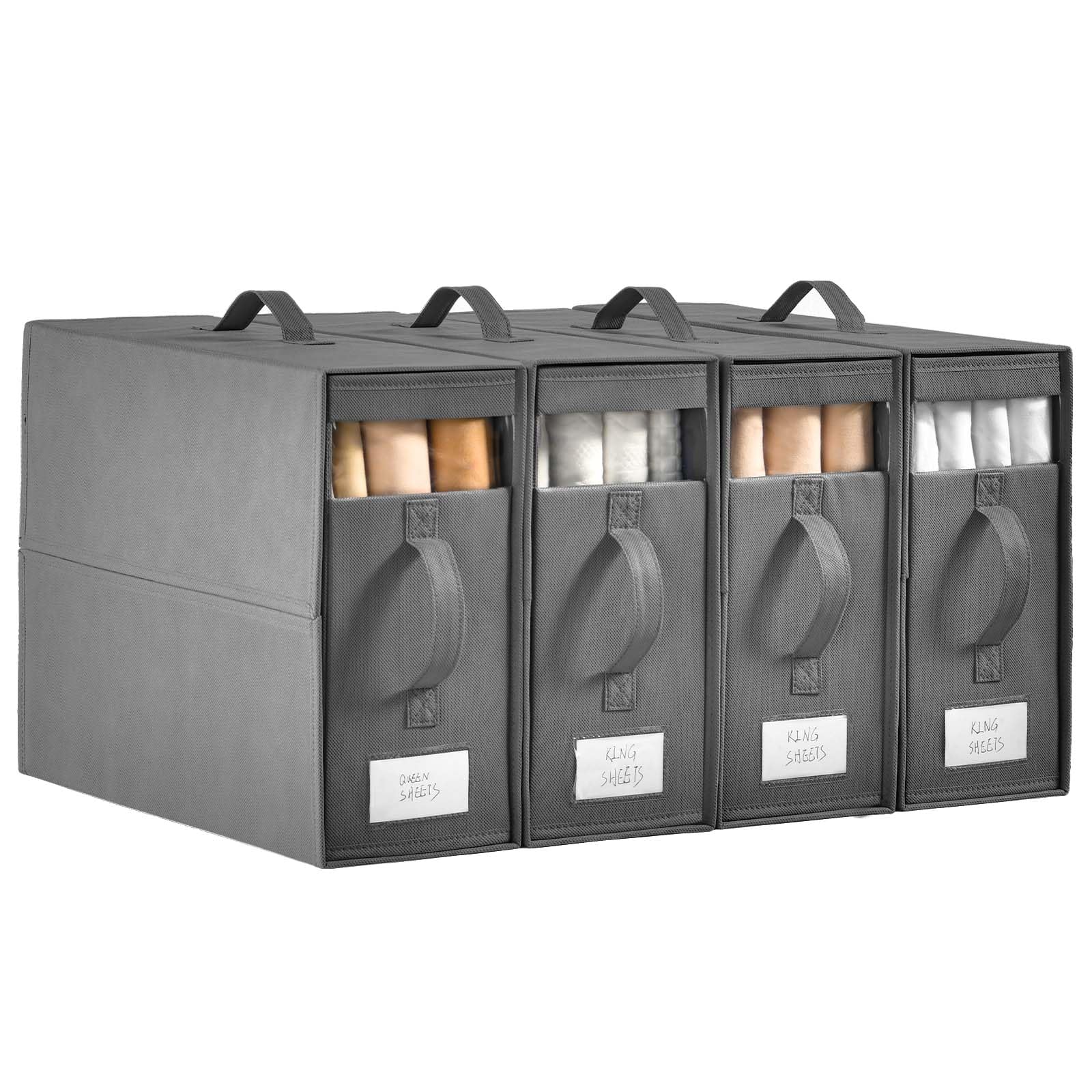 Amazon.com: Bed Sheet Organizers and Storage,4 Pack Linen Closet ...