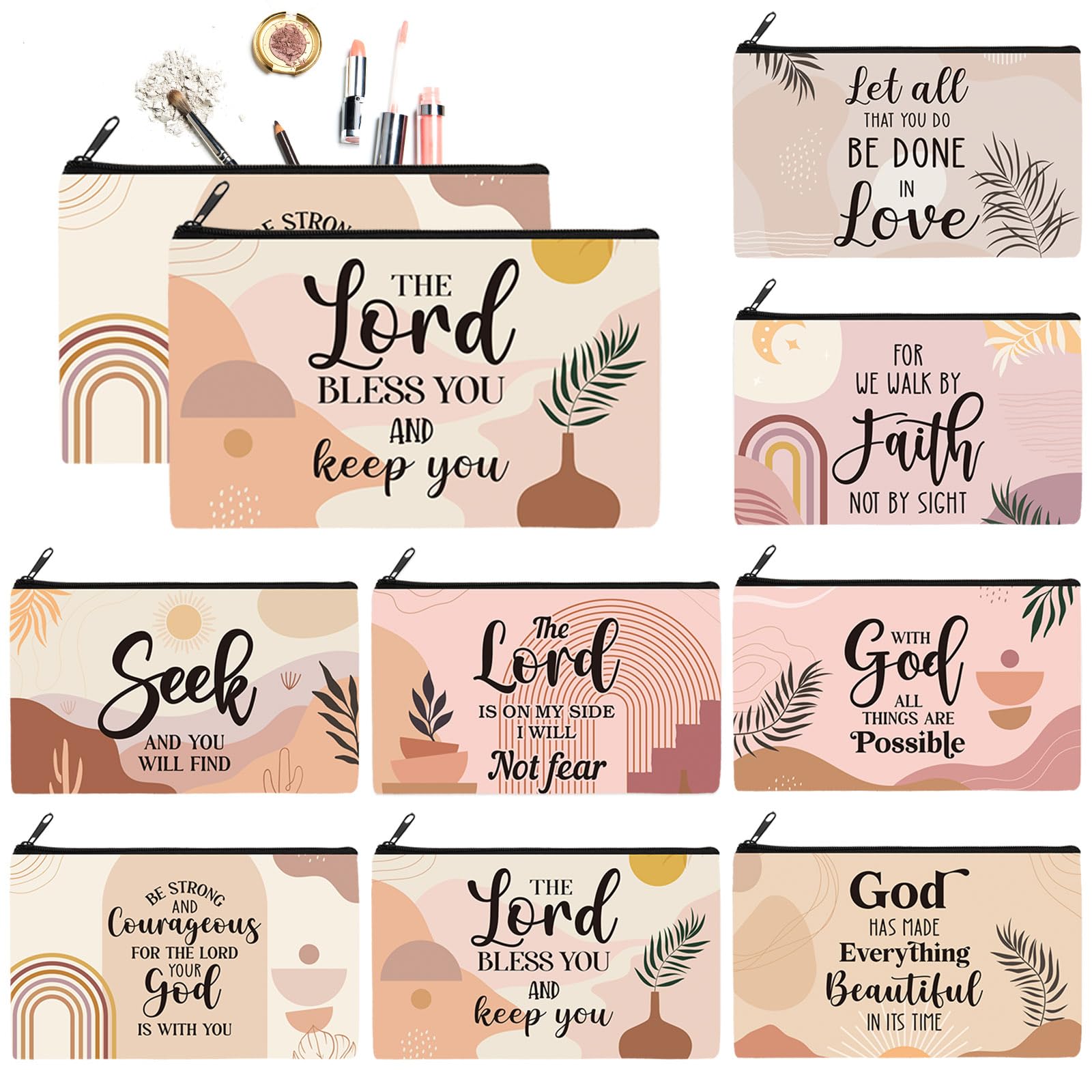 Amazon.com: Talltalk 8 Pcs Christian Cosmetic Bags Inspirational Bible ...