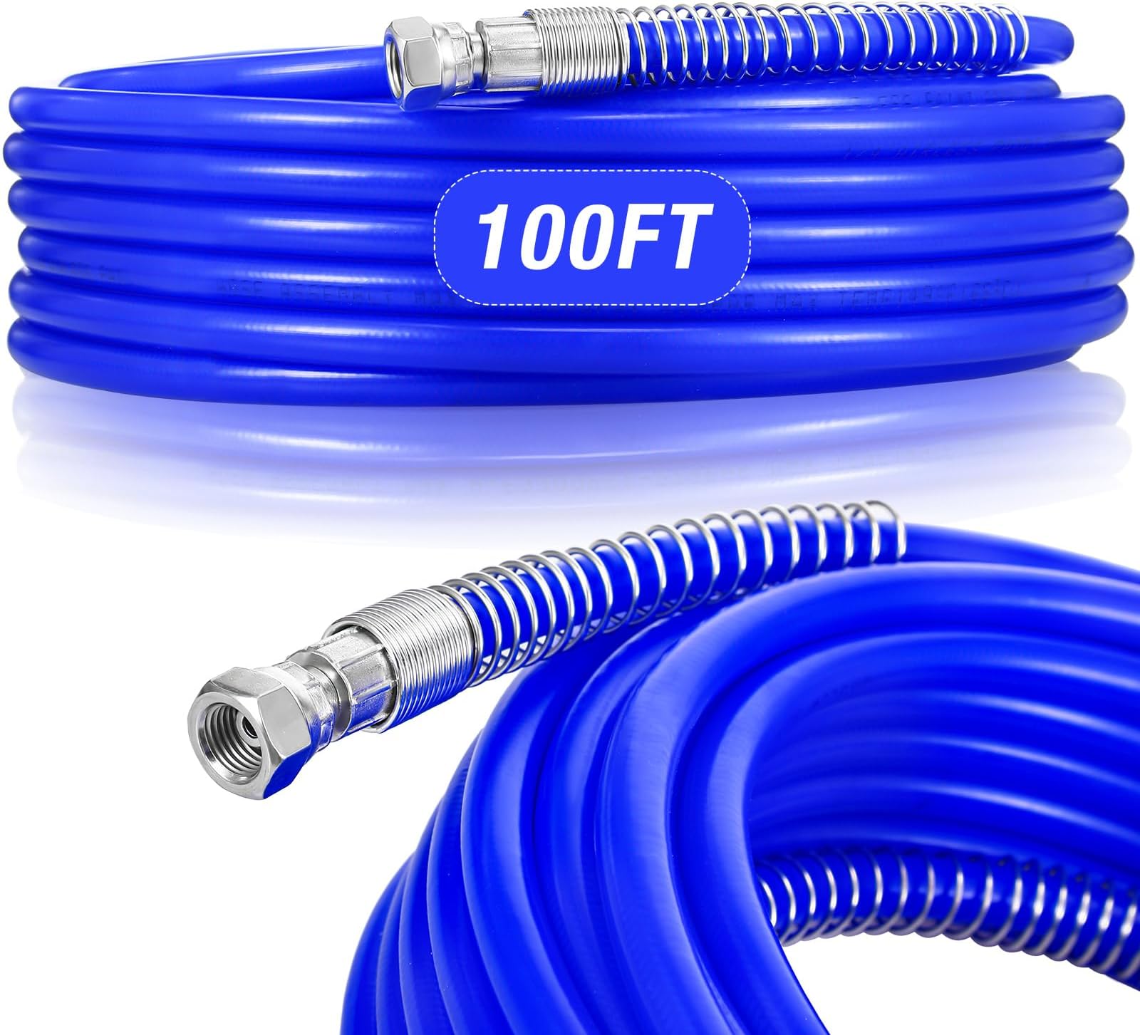 Frienda 100 Ft. x 1/4" Airless Paint Sprayer Hose Blue Flexible Fiber ...