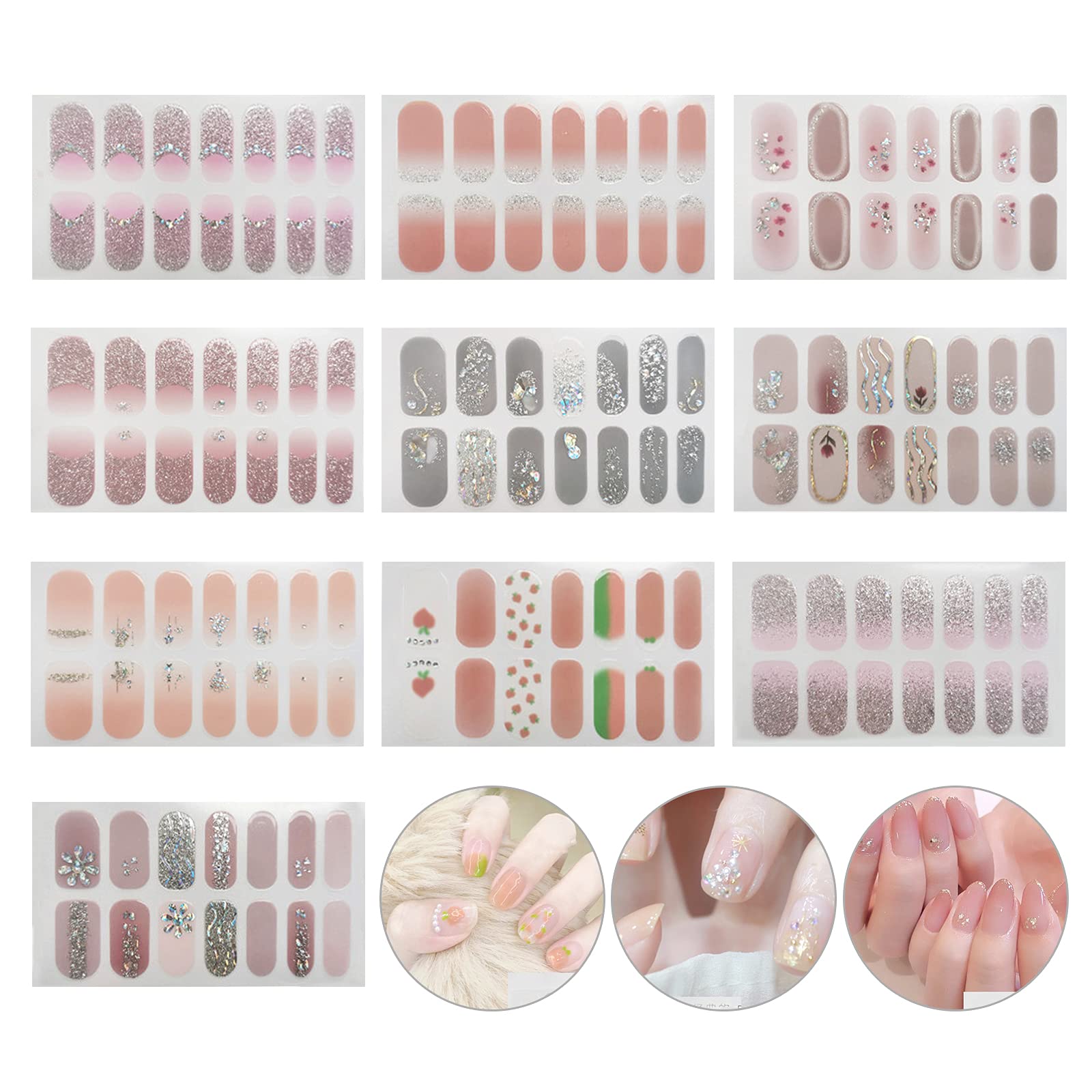 Gwotfy Nail Wraps Self Adhesive UK 10 Sheets Nail Stickers Full Nail ...