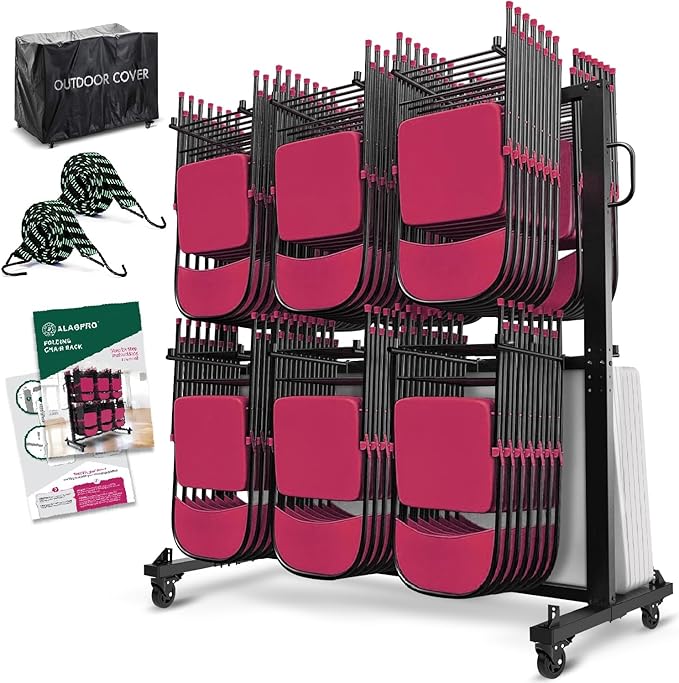 Amazon.com: ALAGPRO Folding Chair Rack Cart - Storage Dolly With Wheels ...