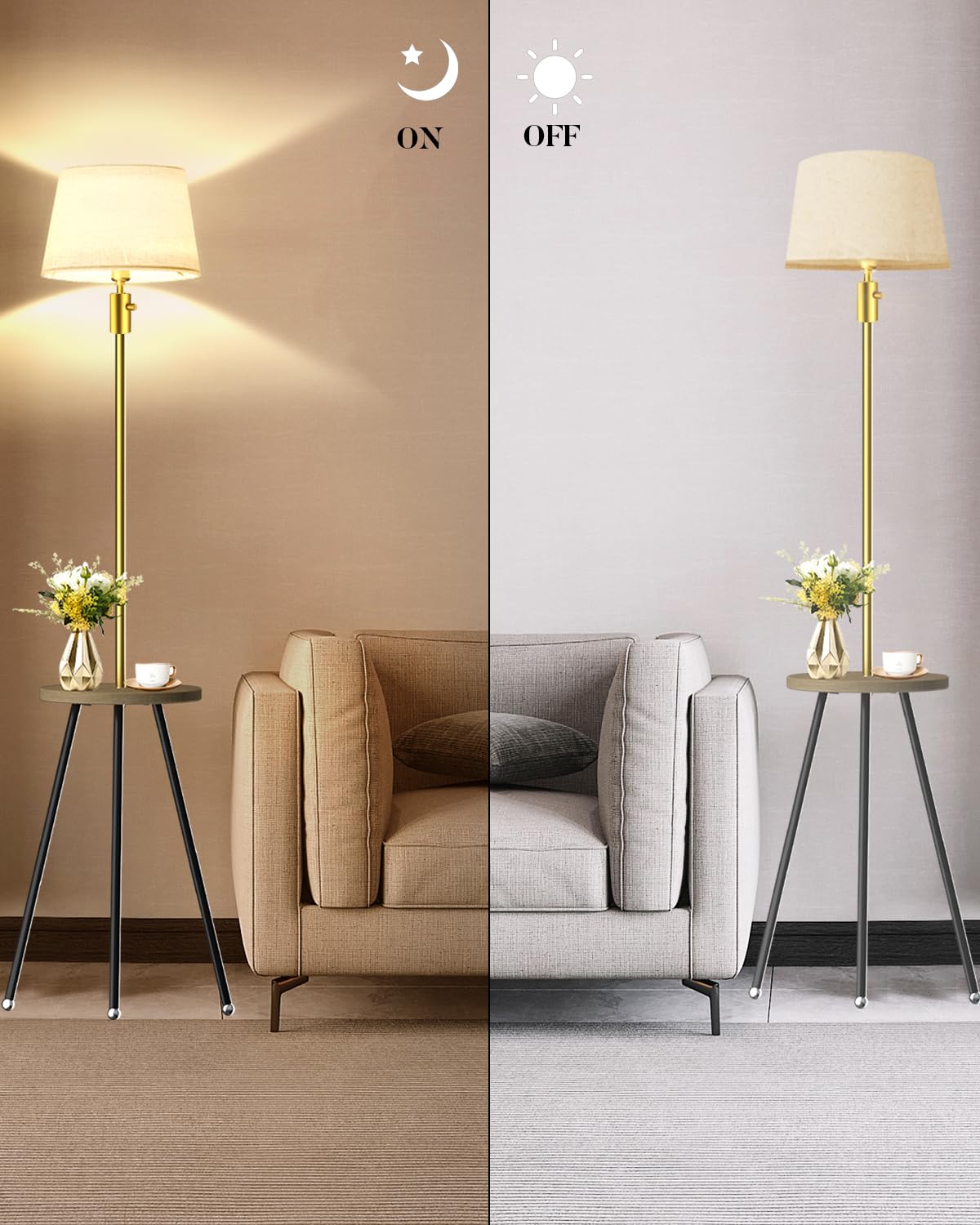 Lightdot 61IN Dimmable (Brightness Adjustable) Tripod Shelf Floor Lamp ...