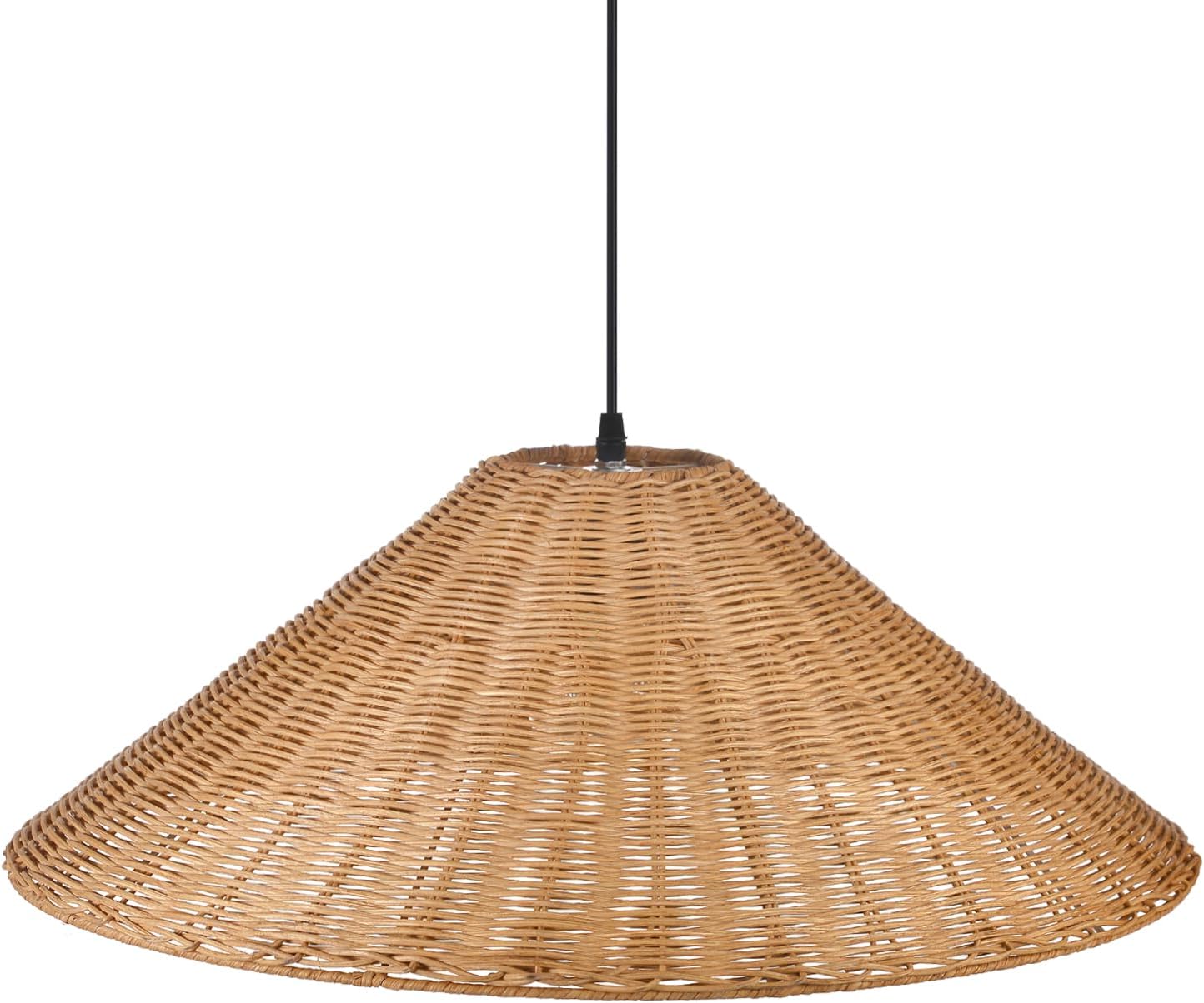 Arturesthome Hand Woven Rattan Dome Pendant Lighting Fixture, Large ...