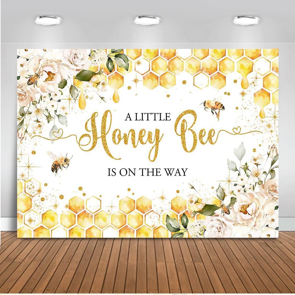 Amazon.com : Mocsicka Bee Baby Shower Backdrop Honey Bee Theme Baby ...