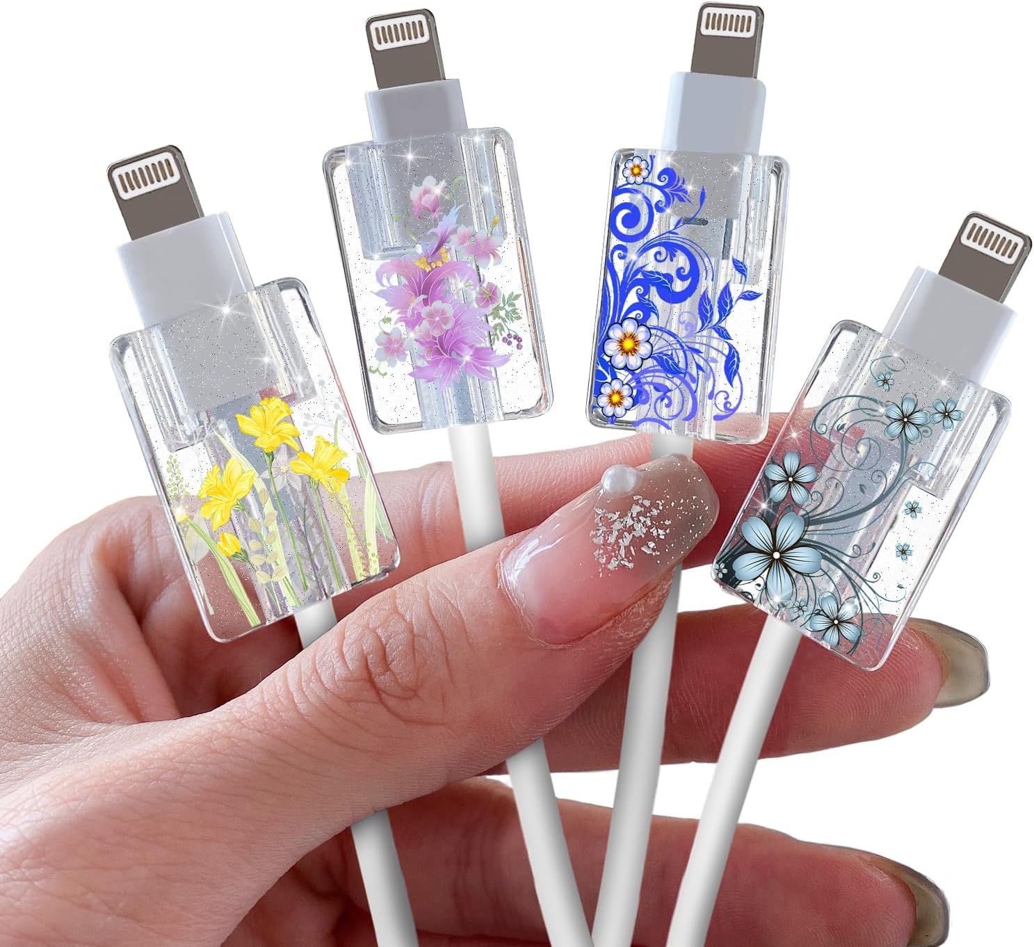 Amazon.com: Glitter Cable Protector for iPhone Type-c Charger,Cute ...