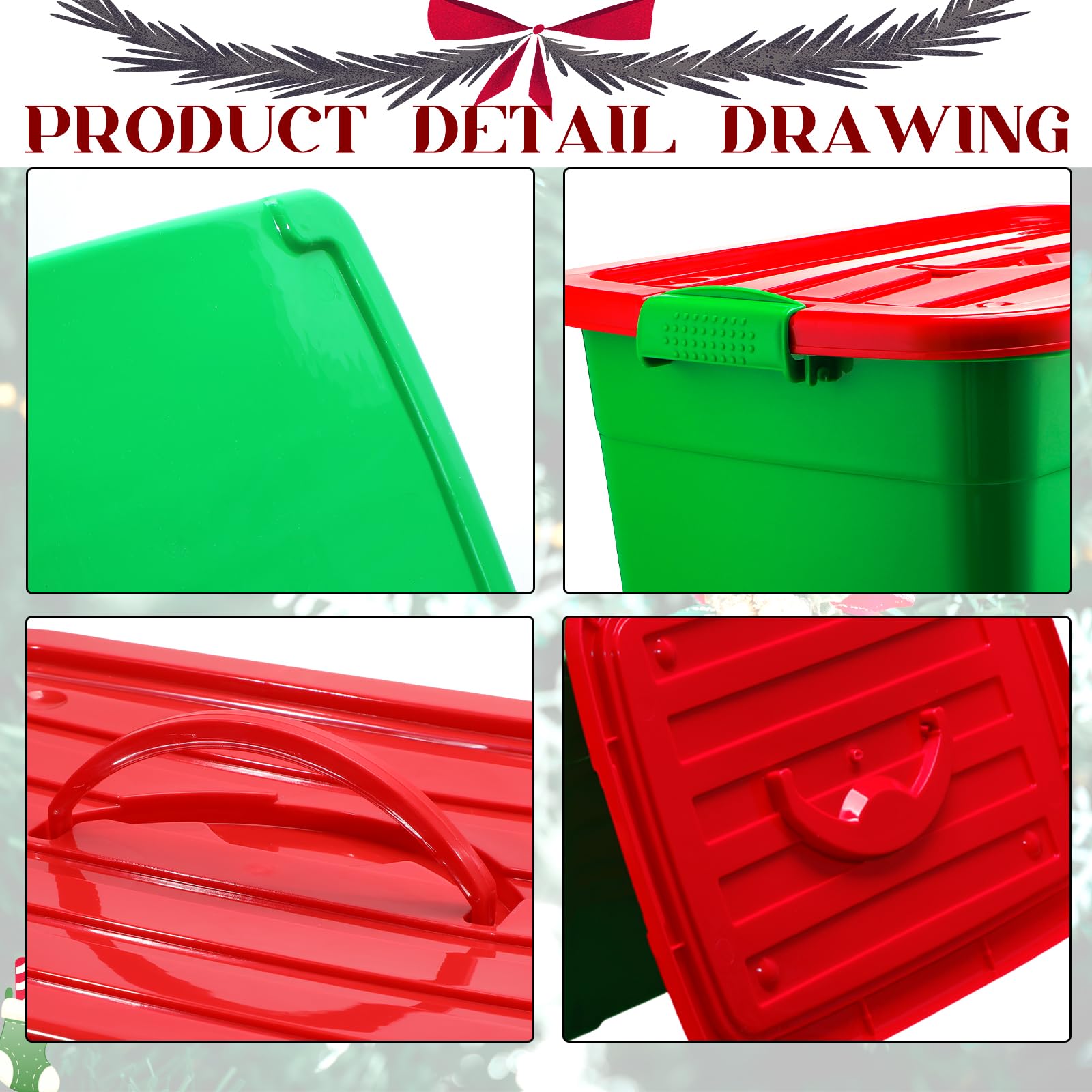 Barydat 6 Pcs Christmas Storage Bins with Lids 30 Qt Stackable Plastic ...