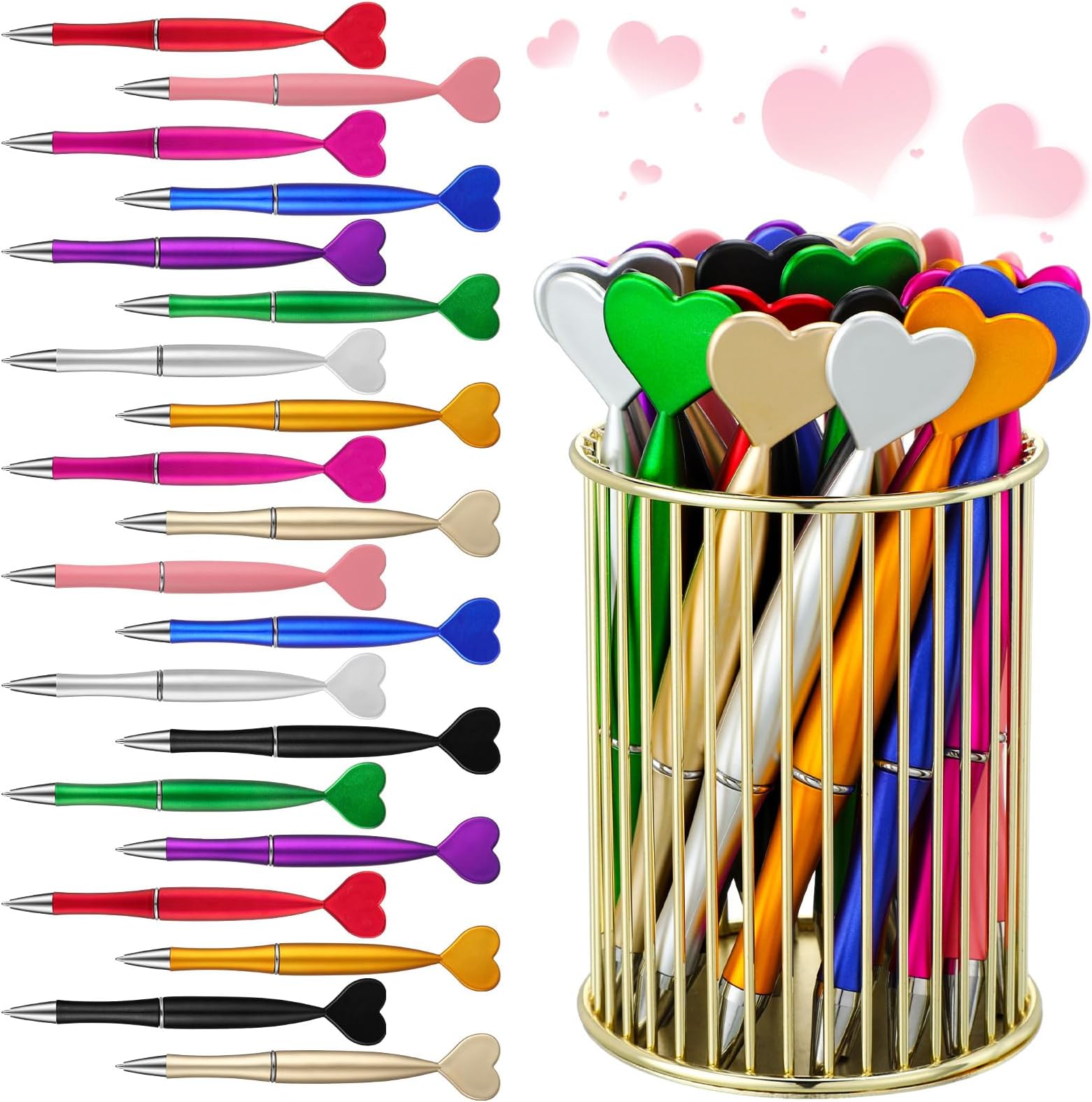 Tenare 30 Pcs Valentine's Day Heart Shaped Ballpoint Pens Heart Gel Ink ...