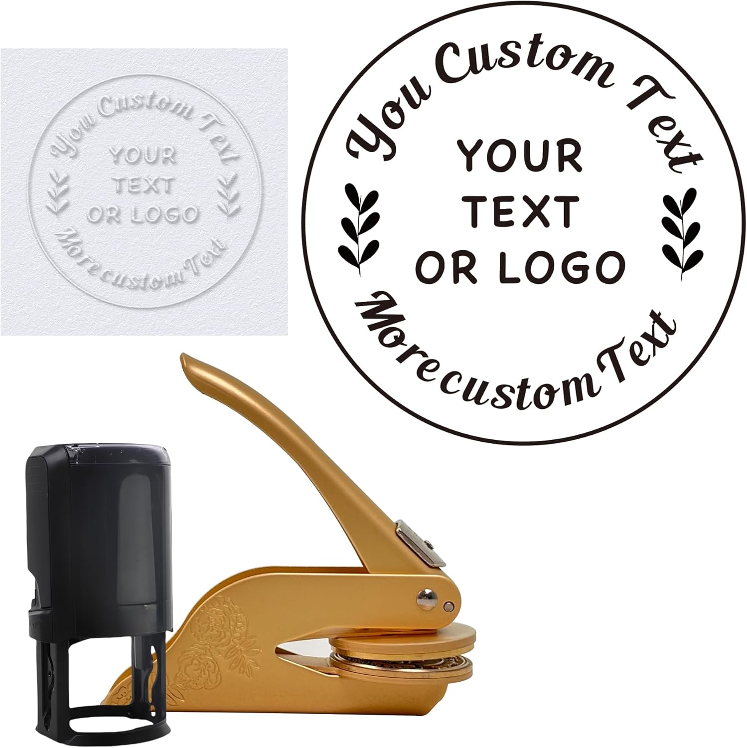 Amazon.com : Custom Stamp Round Notary Embosser Stamp Company LogoSelf ...