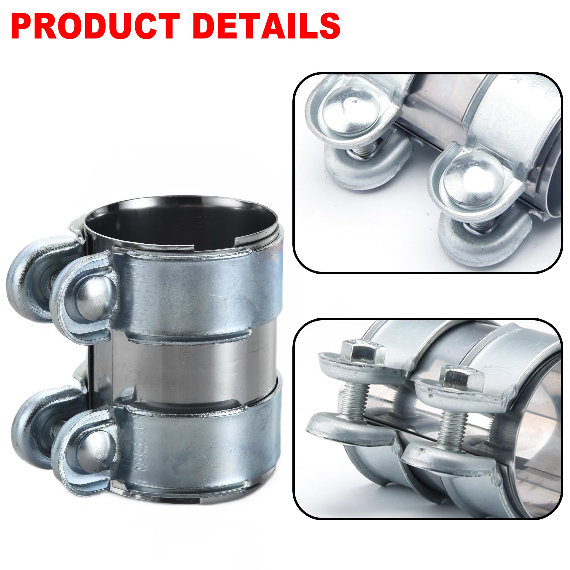 Snapklik.com : 2.5 Inch Exhaust Clamp Butt Joint Band Clamp Stainless ...