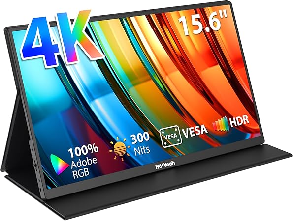 Amazon.com: HotYeah Portable Monitor 4K, 15.6'' 3840x2160 UHD USB-C ...