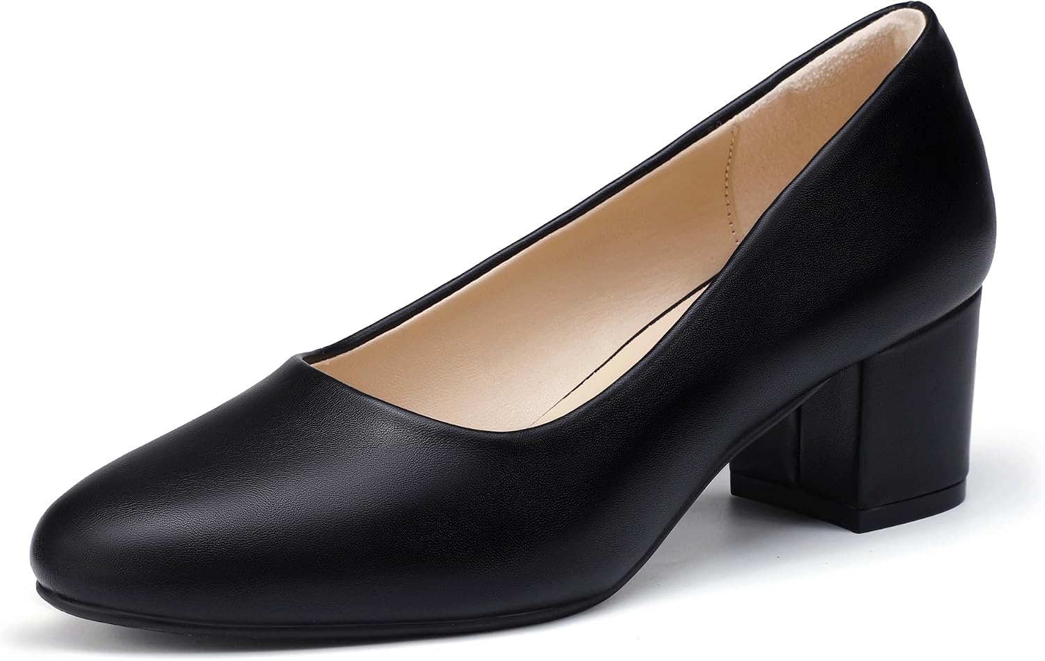 Amazon.com | IDIFU Black Heels Women's Pumps Low Chunky Block Closed ...