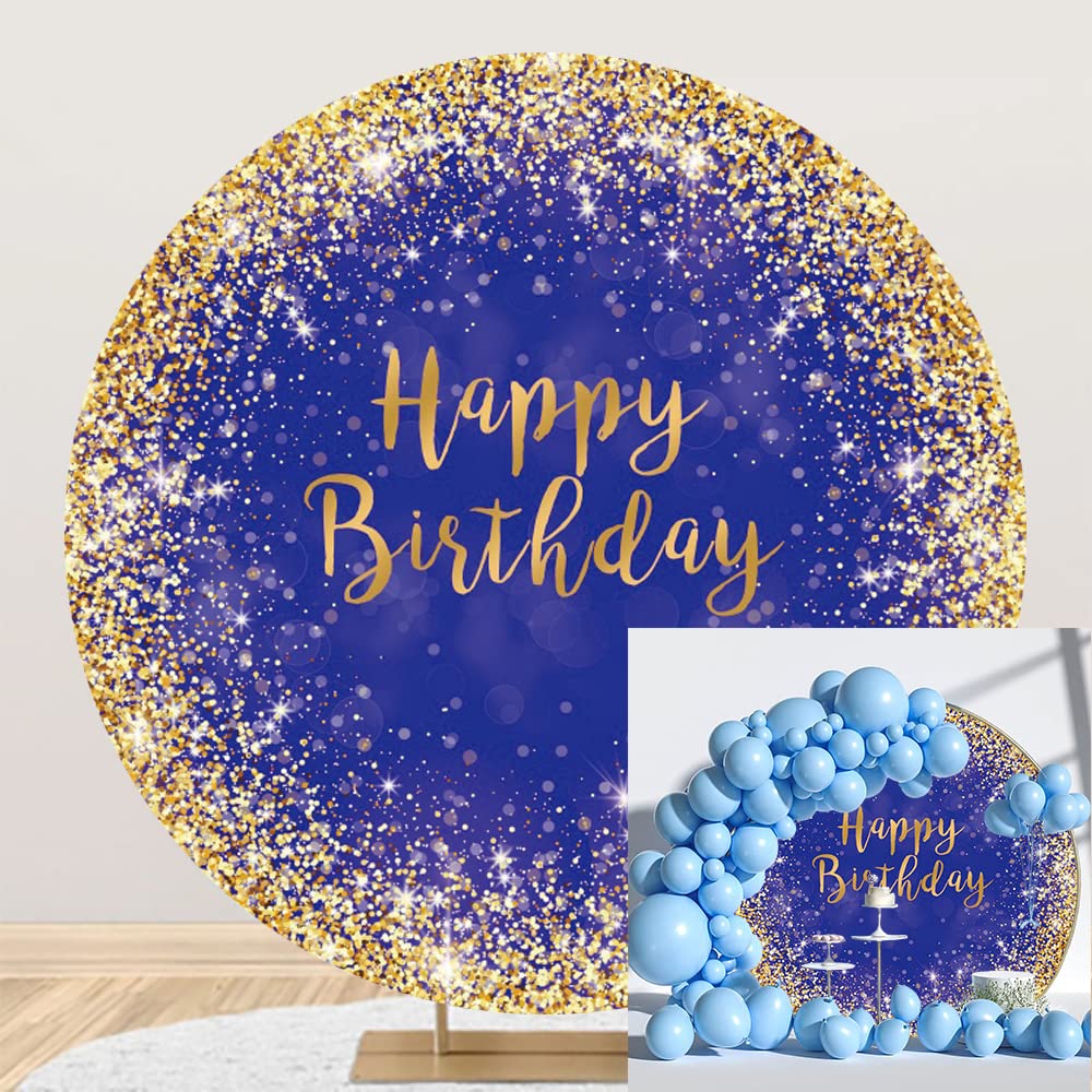 Amazon.com : OERJU Royal Blue Birthday Round Backdrop Cover Blue and ...