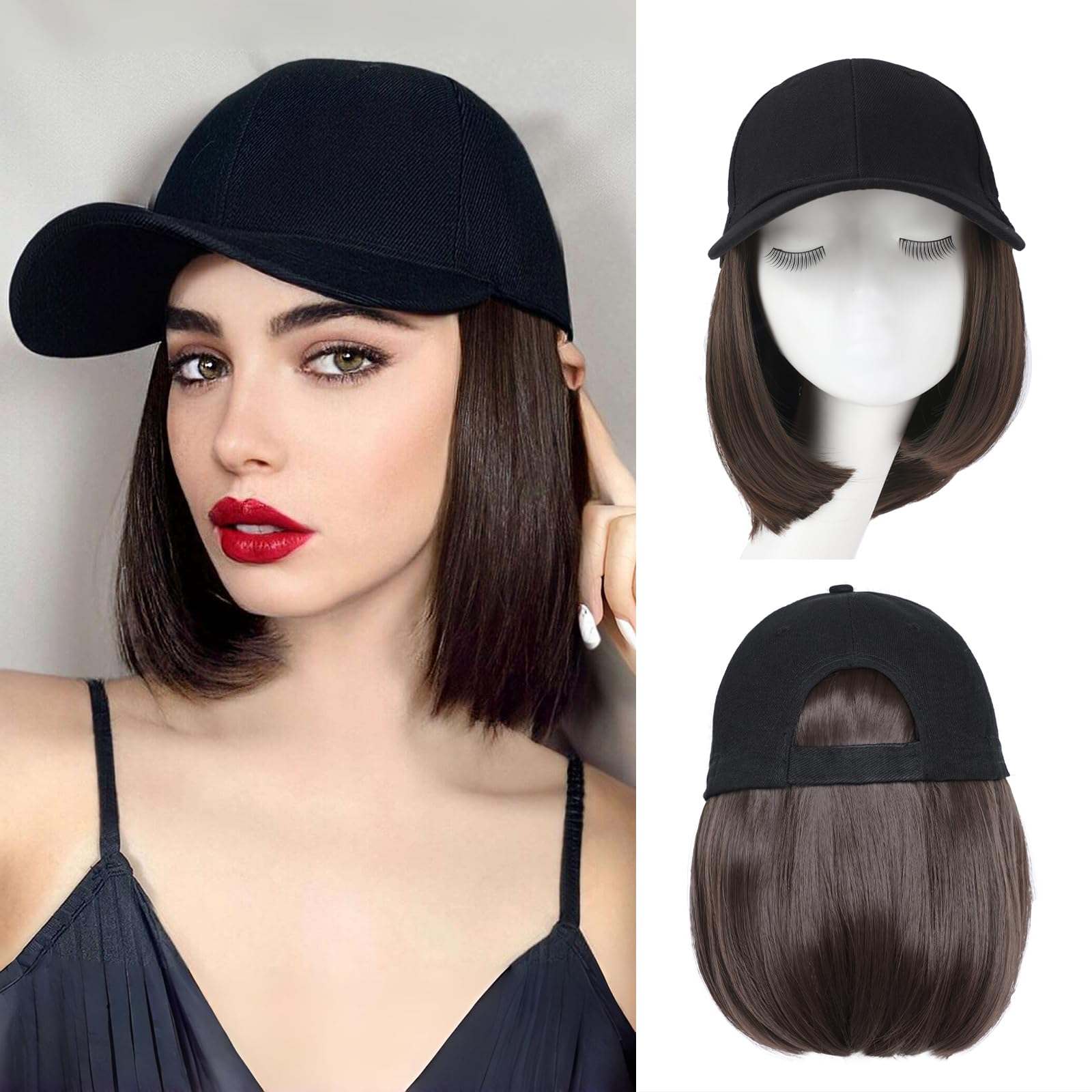 Amazon.com : FORCUTEU Hat Wigs for Women Baseball Cap with Hair ...